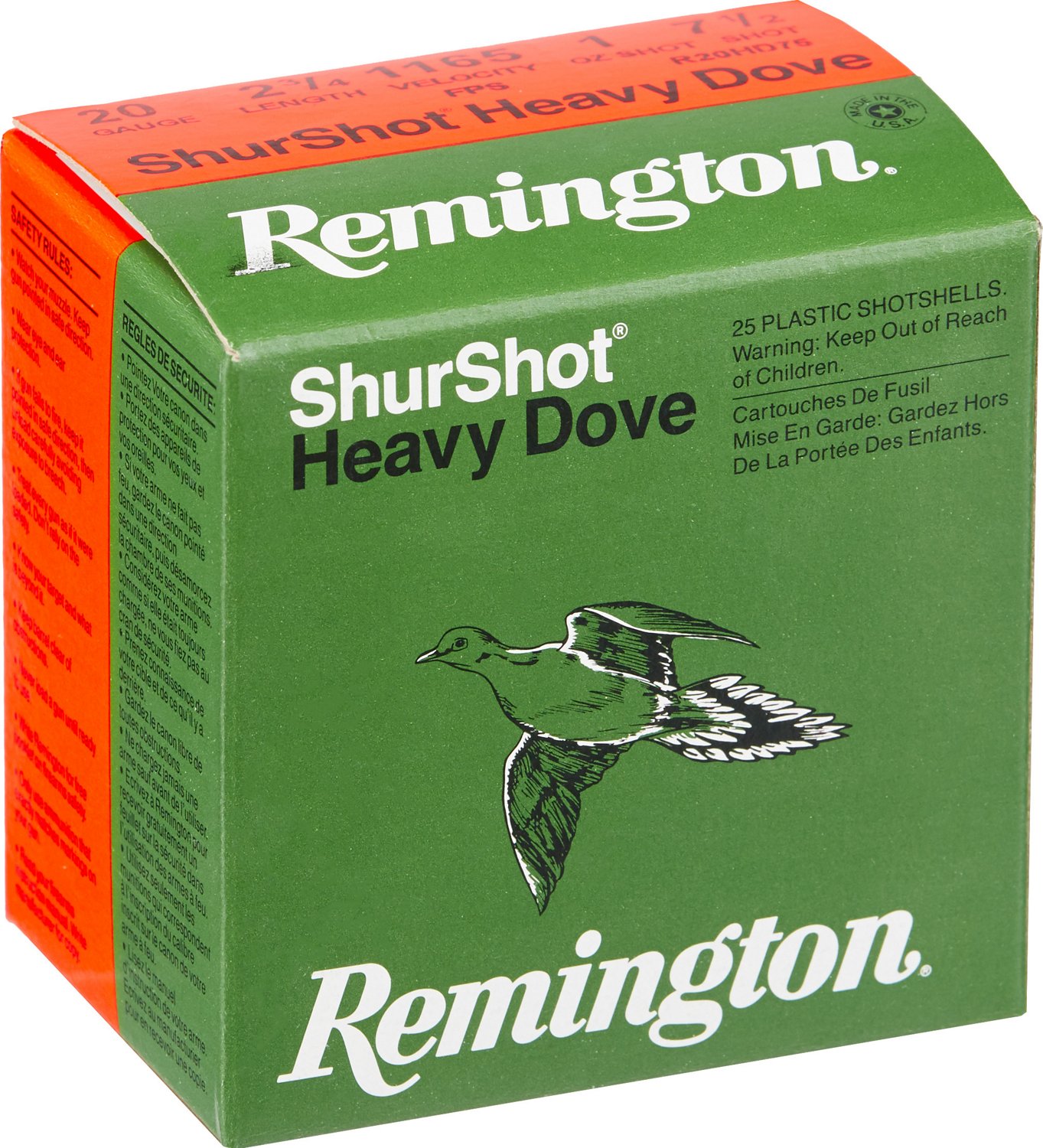 Remington ShurShot Heavy Dove 20 Gauge 7.5 Shotshells - 25 Rounds | Academy