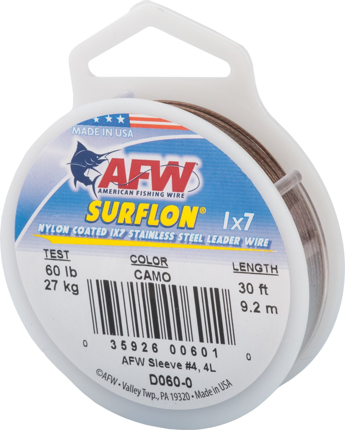 American Fishing Wire Surflon 60 lbs - 30 ft Leader Wire | Academy