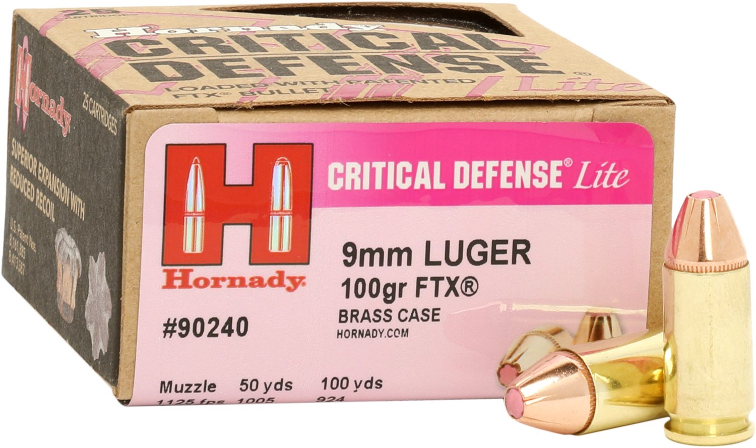 Hornady Critical Defense Lite FTX 9mm Luger 100-Grain Bullets - 25 ...