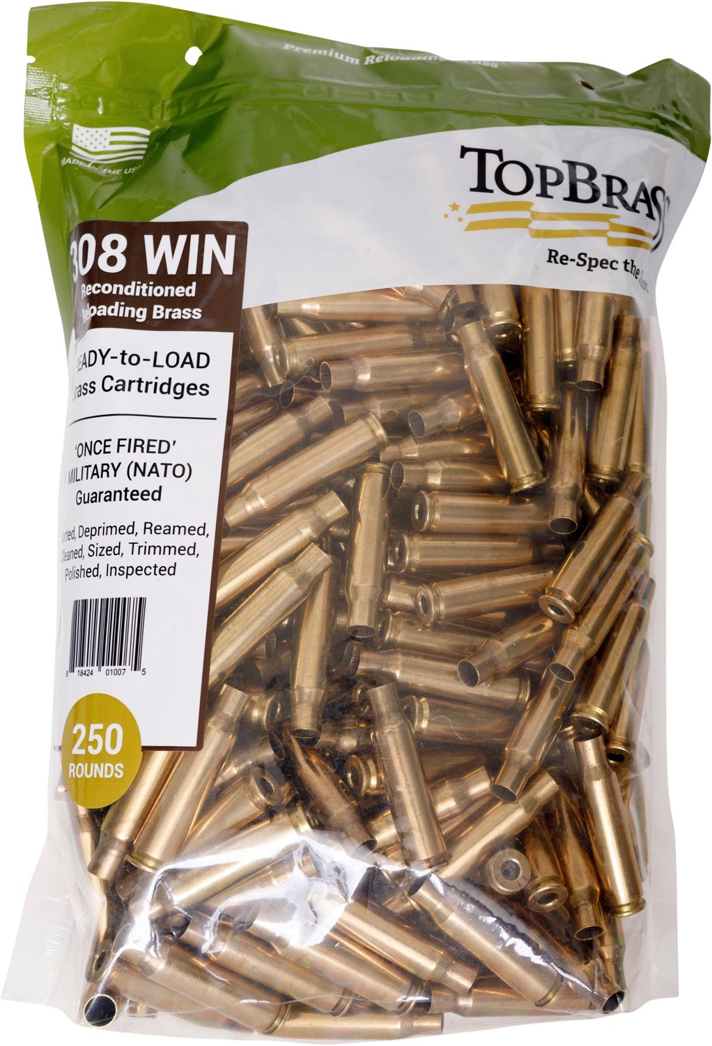 Top Brass .308 Winchester Premium Reconditioned Brass Headstamps | Academy