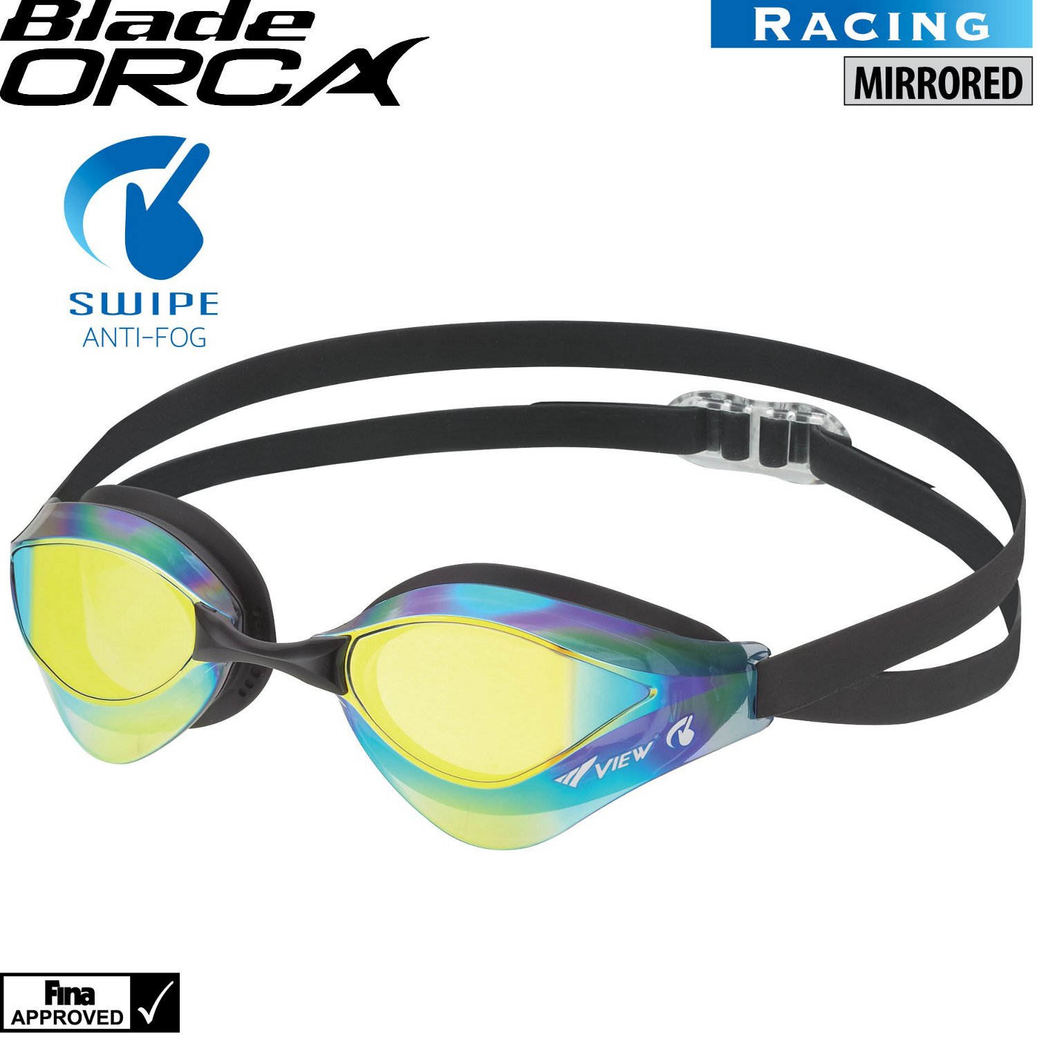 View Adults' SWIPE Blade Orca Swimming Goggles | Academy