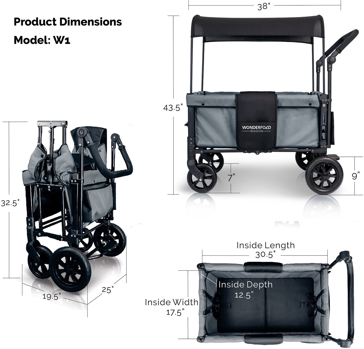 Wonderfold Wagon W1 Double Stroller Wagon | Academy