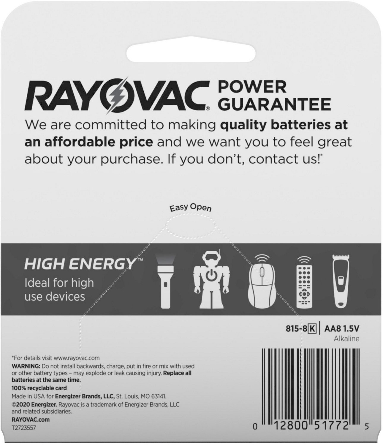 Rayovac High Energy Alkaline AA Batteries 8-Pack | Academy