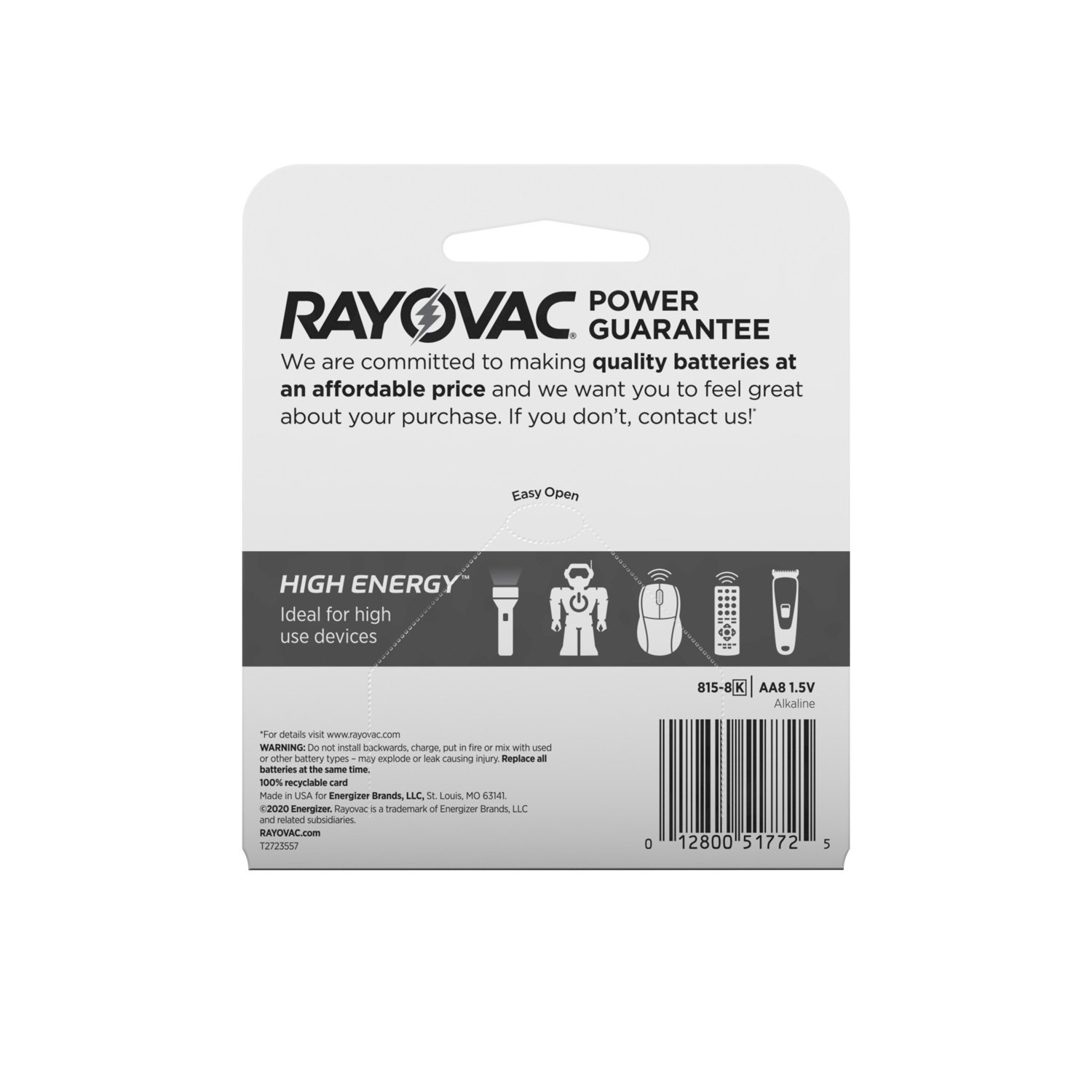Rayovac High Energy Alkaline AA Batteries 8-Pack | Academy