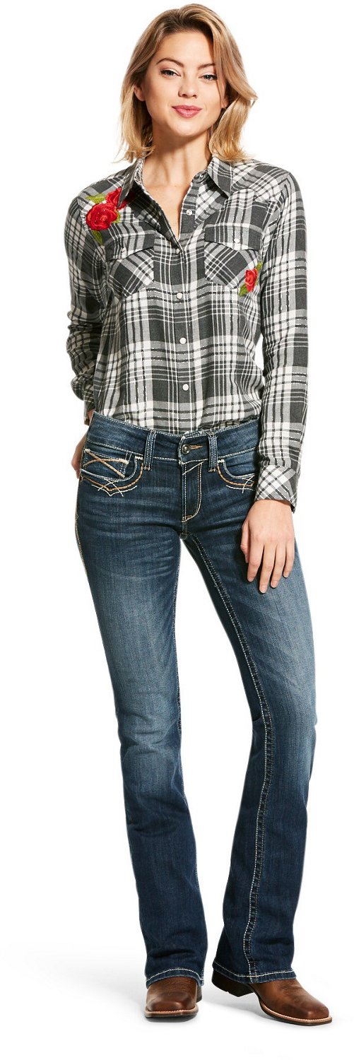 Ariat Womens Plus Size R E A L Mid Rise Stretch Entwined Boot Cut