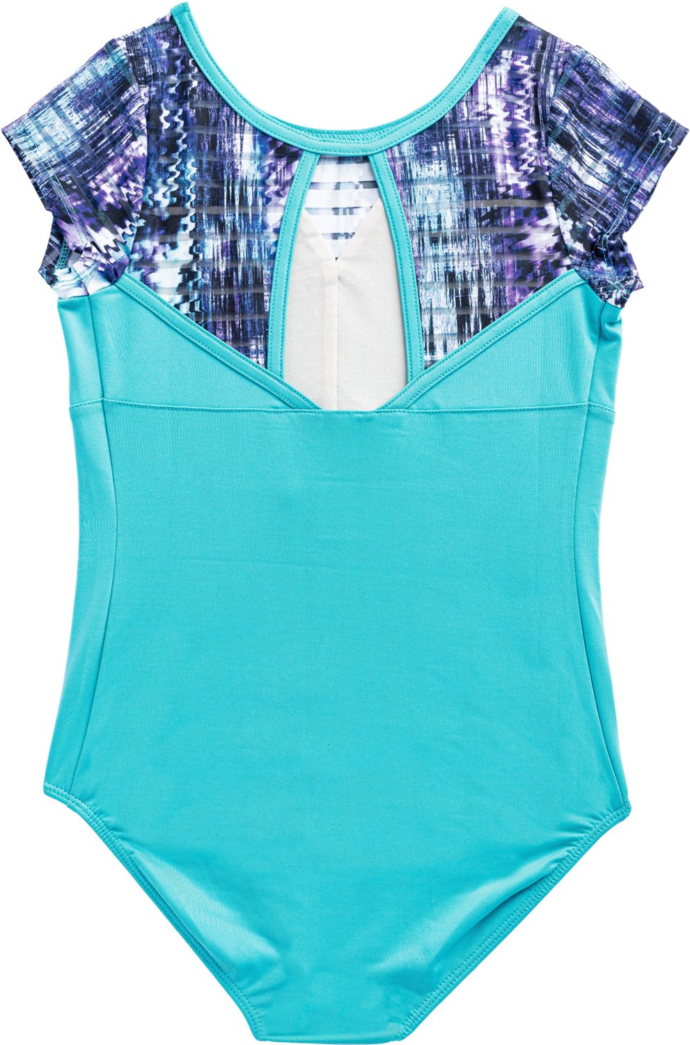Rainbeau Moves Girls' Seismic Waves Stripe Short Sleeve Mesh Leotard ...