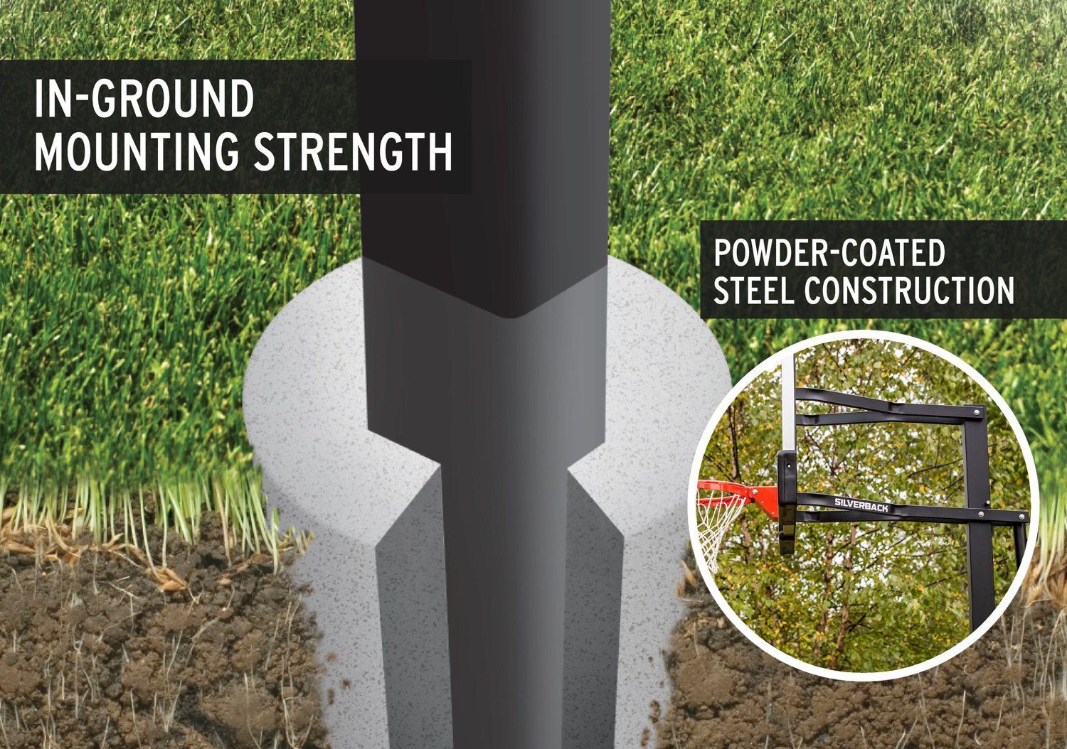 Silverback 54 in Inground Tempered-Glass Basketball Hoop | Academy