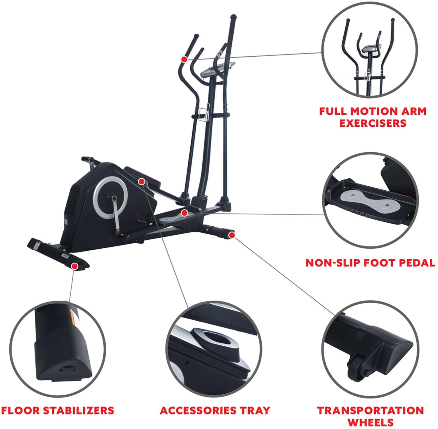 Sunny Health & Fitness Portable Stand Up Elliptical Trainer | Academy