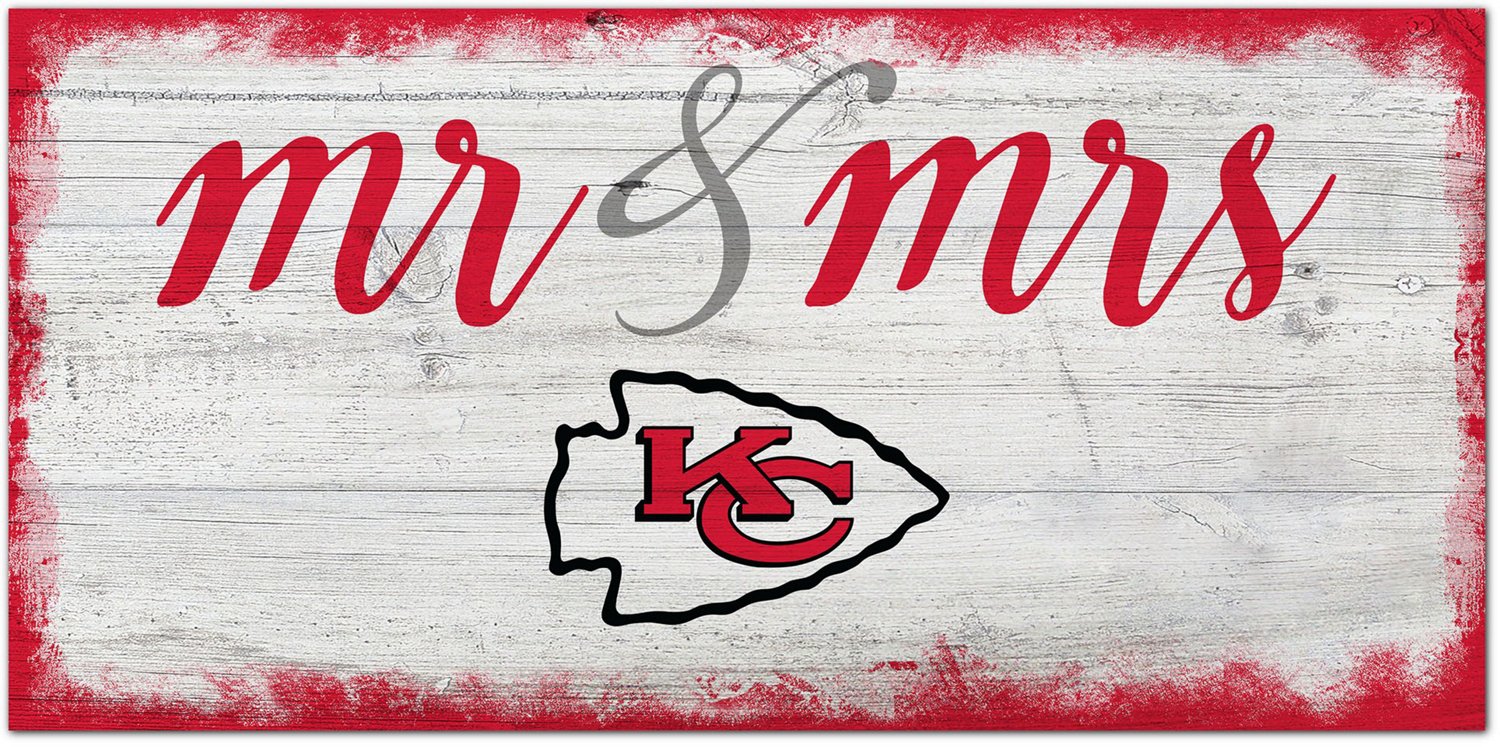 Fan Creations Kansas City Chiefs Script Mr and Mrs 6x12 Sign | Academy
