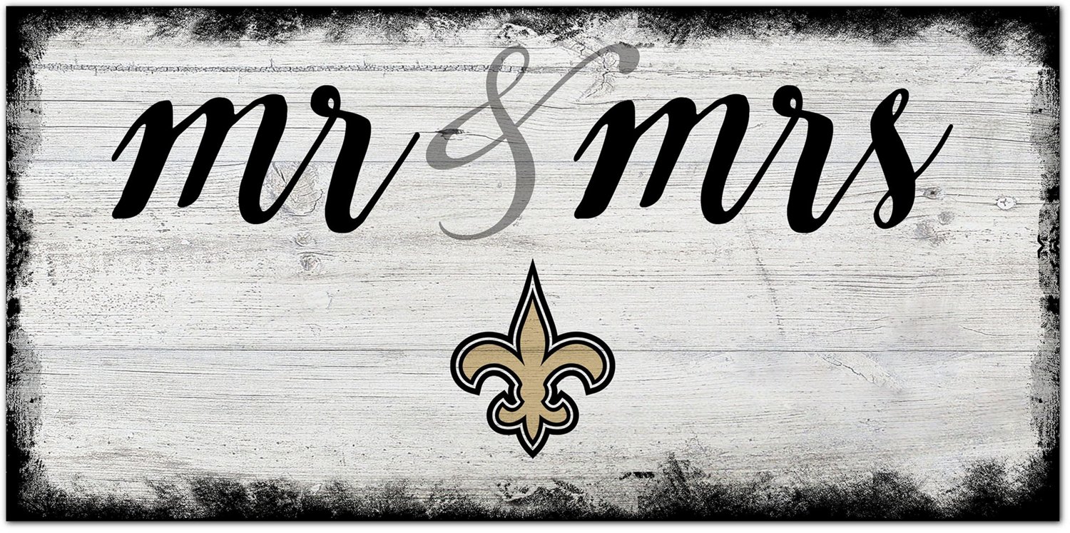 Fan Creations New Orleans Saints Script Mr and Mrs 6x12 Sign | Academy