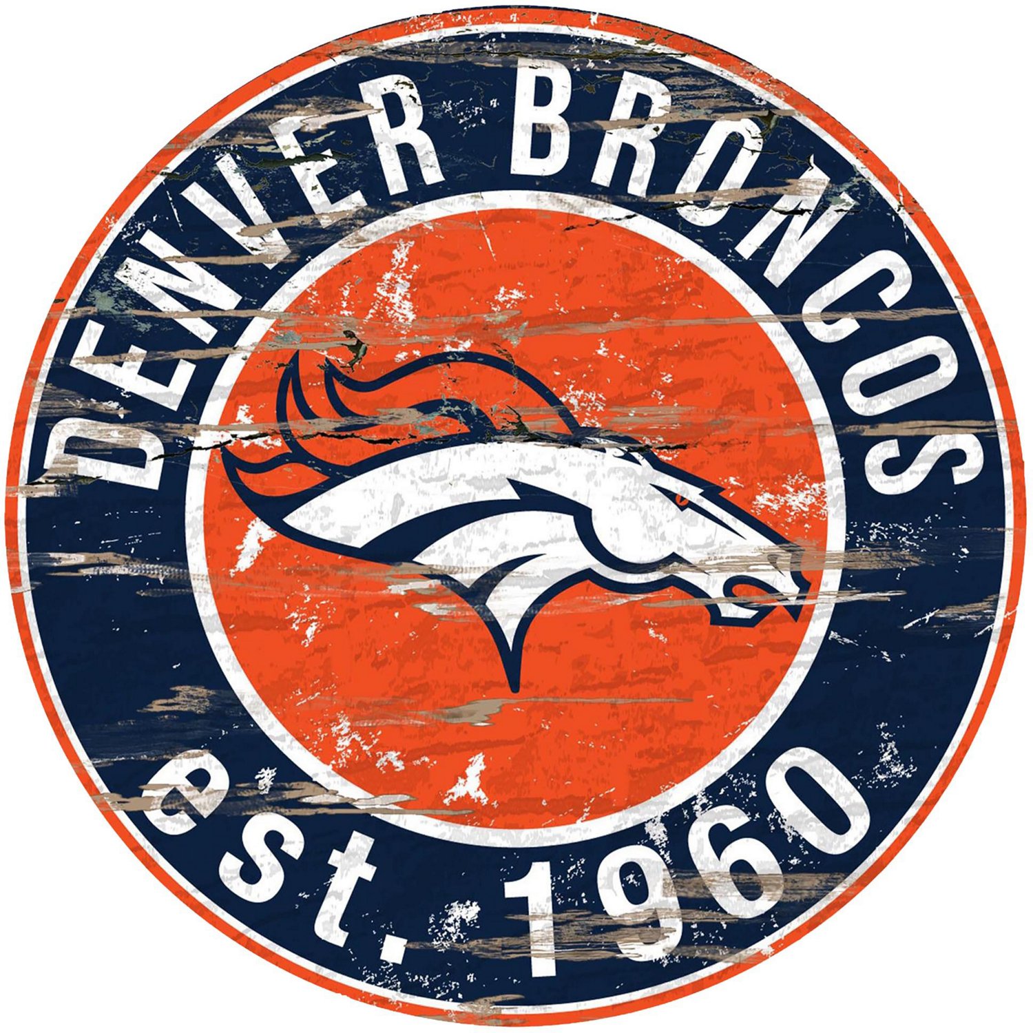 Fan Creations Denver Broncos Round Distressed Sign | Academy