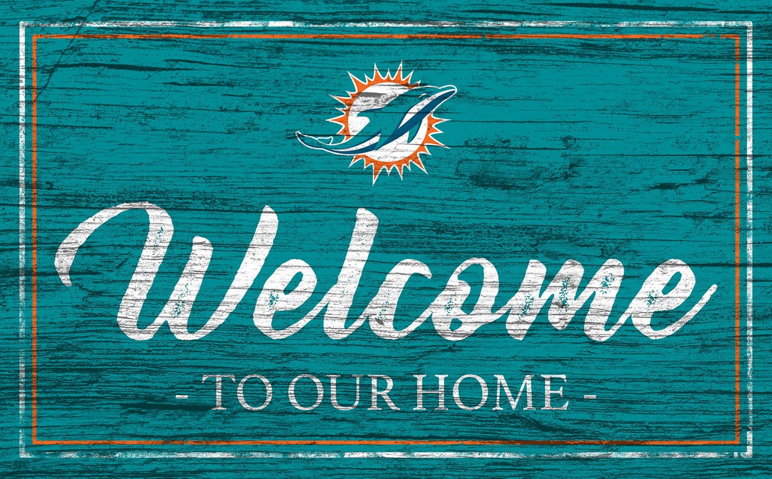Fan Creations Miami Dolphins Team Color Welcome 11 in x 19 in Sign ...