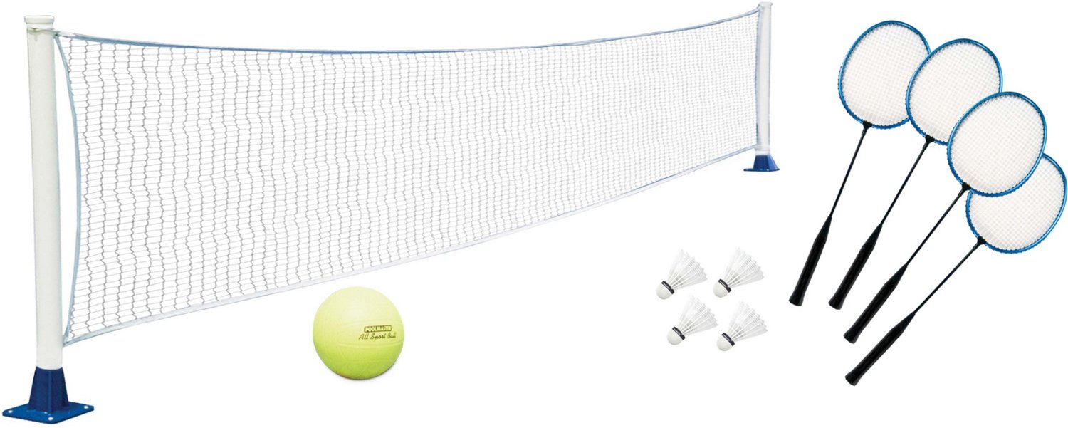 Poolmaster Above-Ground Mounted Poolside Badminton/Volleyball Game ...