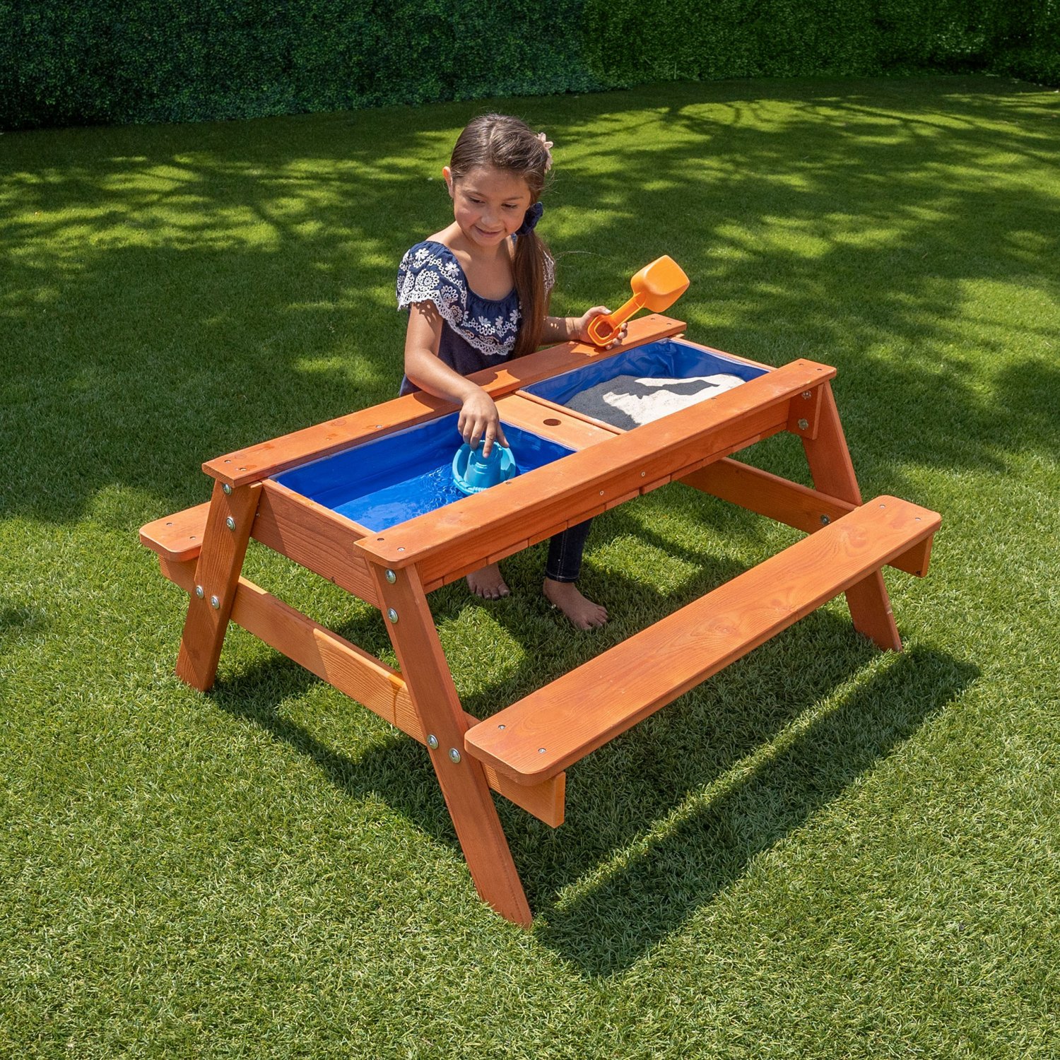 Sportspower Kids Wooden Picnic Table with Sand and Water Play Area ...