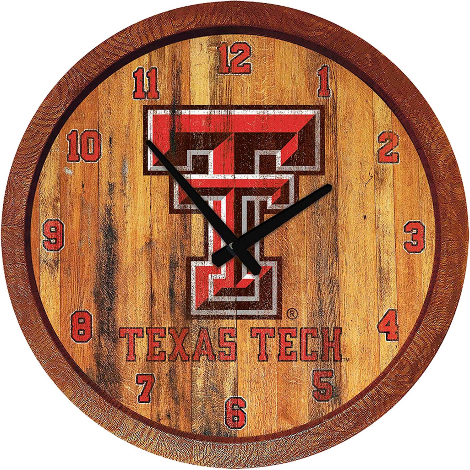 The Fan-Brand Texas Tech University Weathered Faux Barrel Top Clock ...