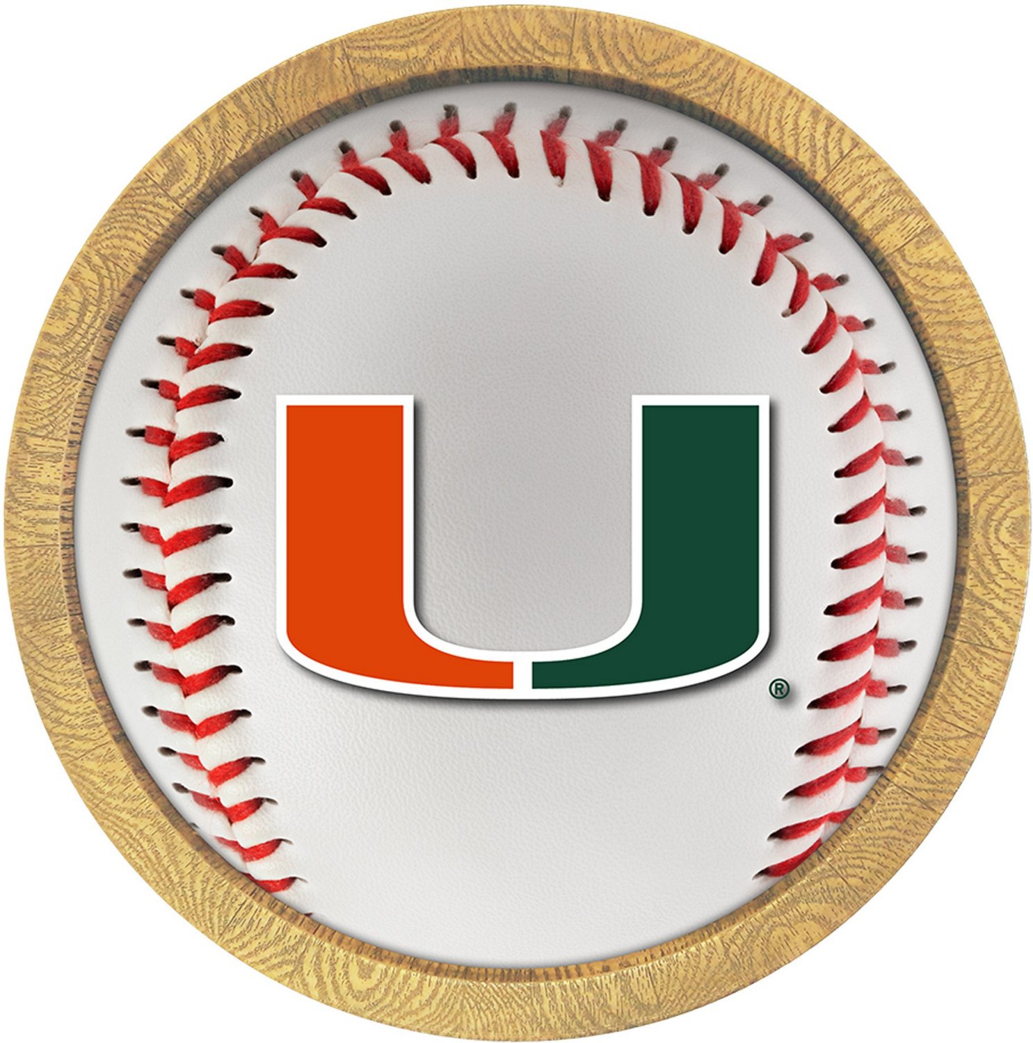 The Fan-Brand University of Miami Baseball Faux Barrel Frame Sign | Academy