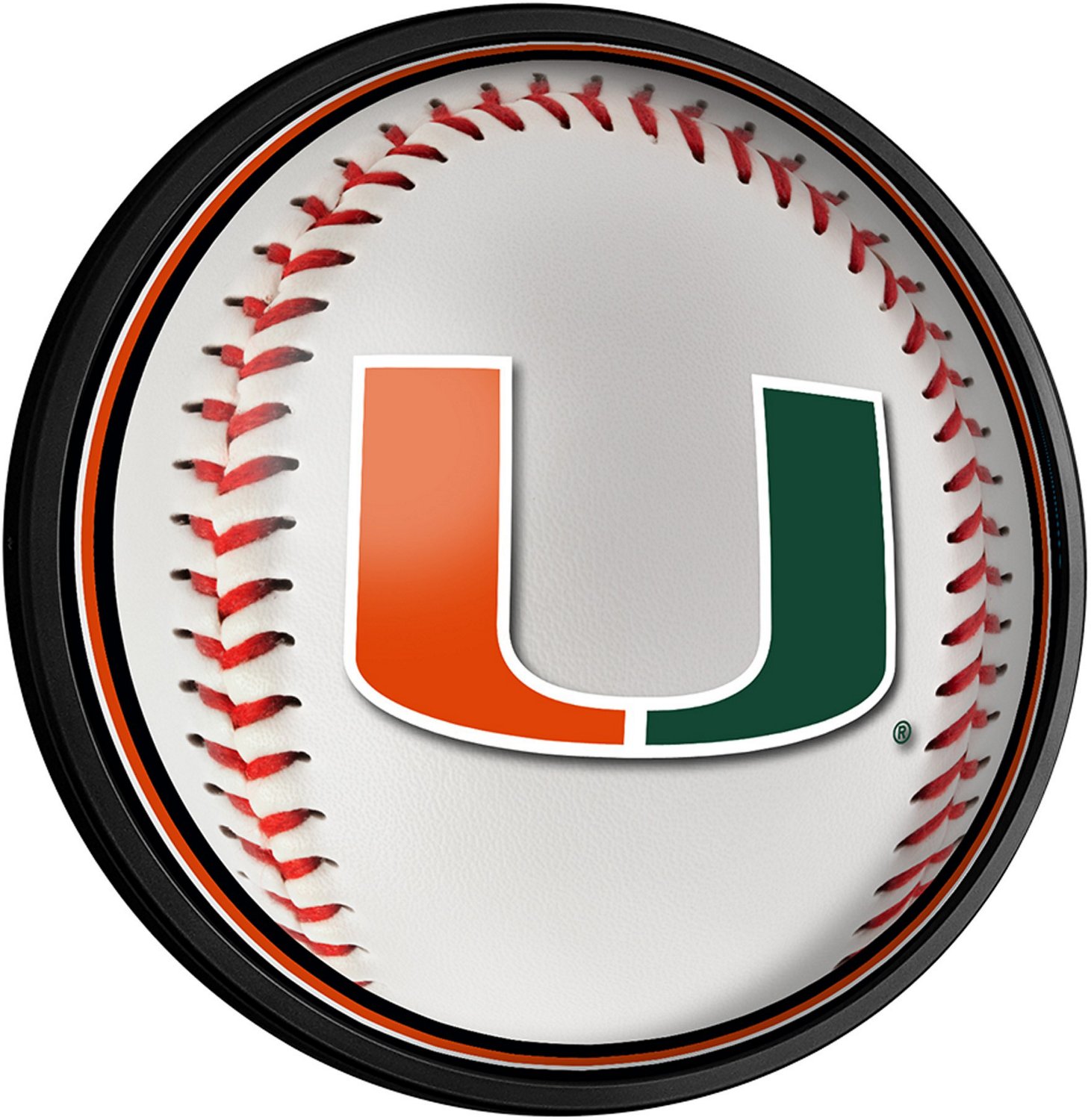 The Fan-Brand University of Miami Baseball Round Slimline Lighted Wall ...