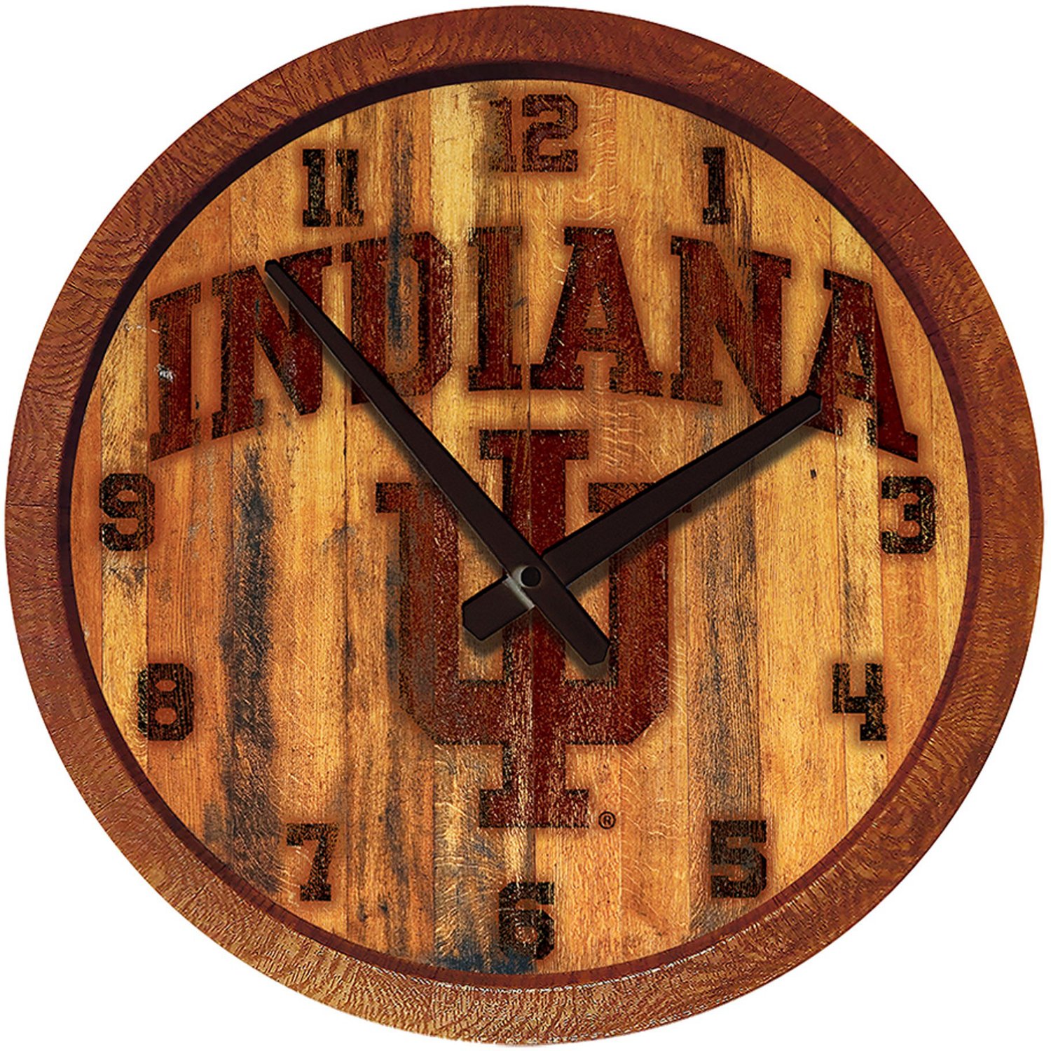 The Fan-Brand Indiana University Branded Faux Barrel Top Clock | Academy