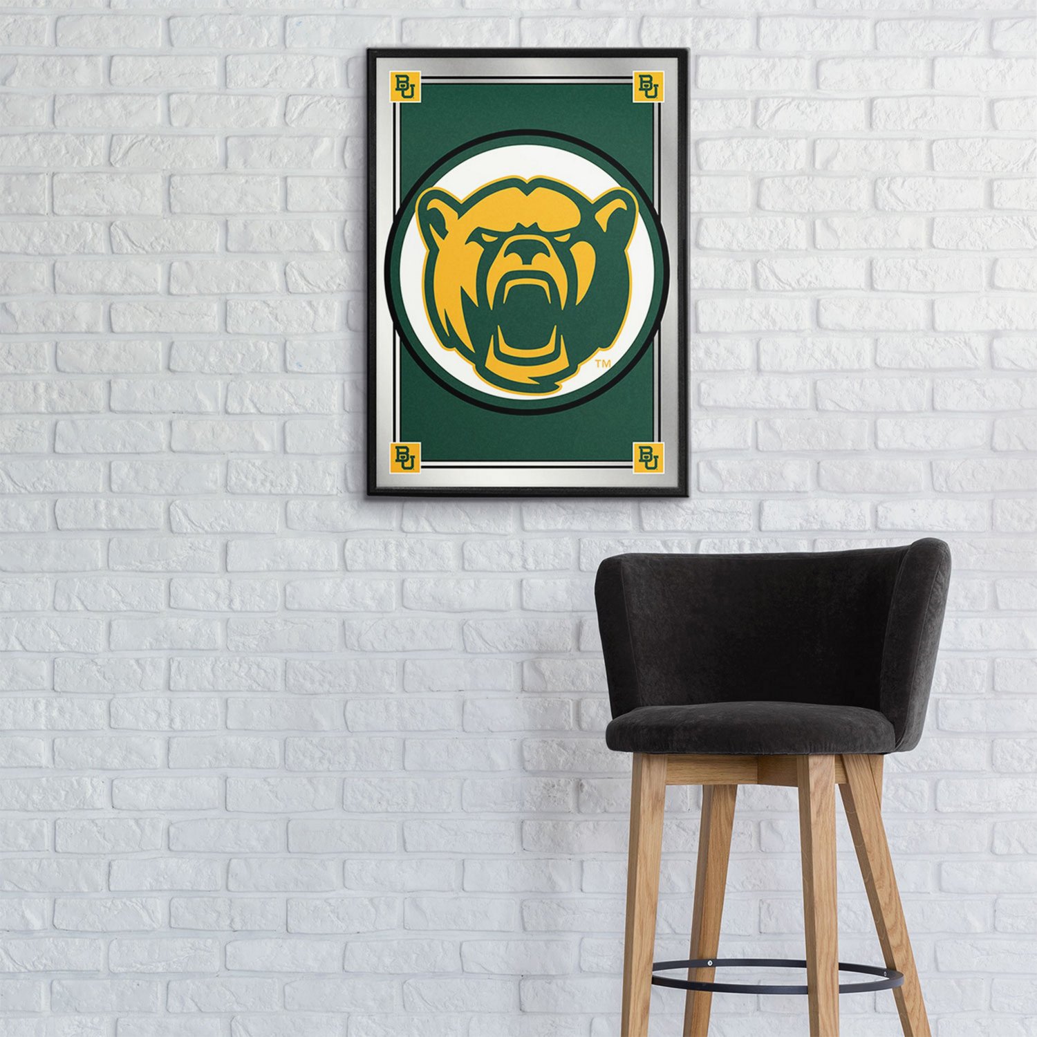 The Fan-Brand University of Baylor Team Spirit Bear Framed Mirrored ...
