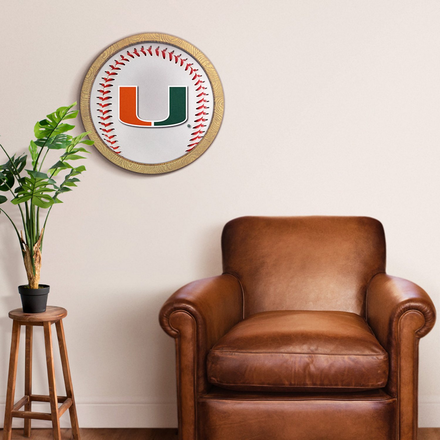 The Fan-Brand University of Miami Baseball Faux Barrel Frame Sign | Academy