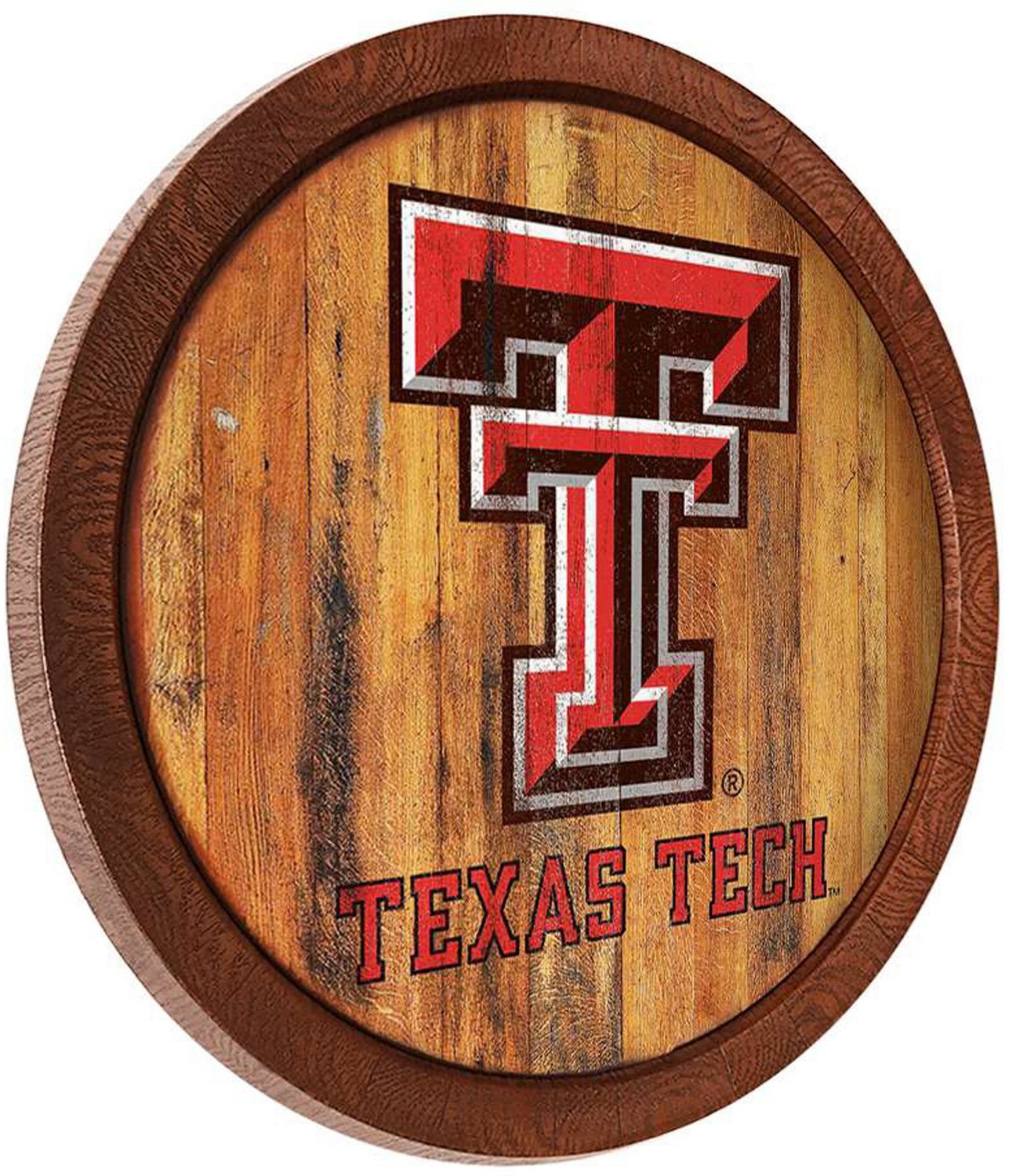 The Fan-Brand Texas Tech University Weathered Faux Barrel Top Sign ...