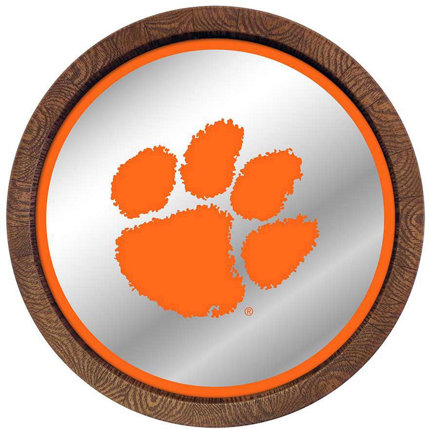 The Fan-Brand Clemson University Paw Print Barrel Top Mirrored Sign ...