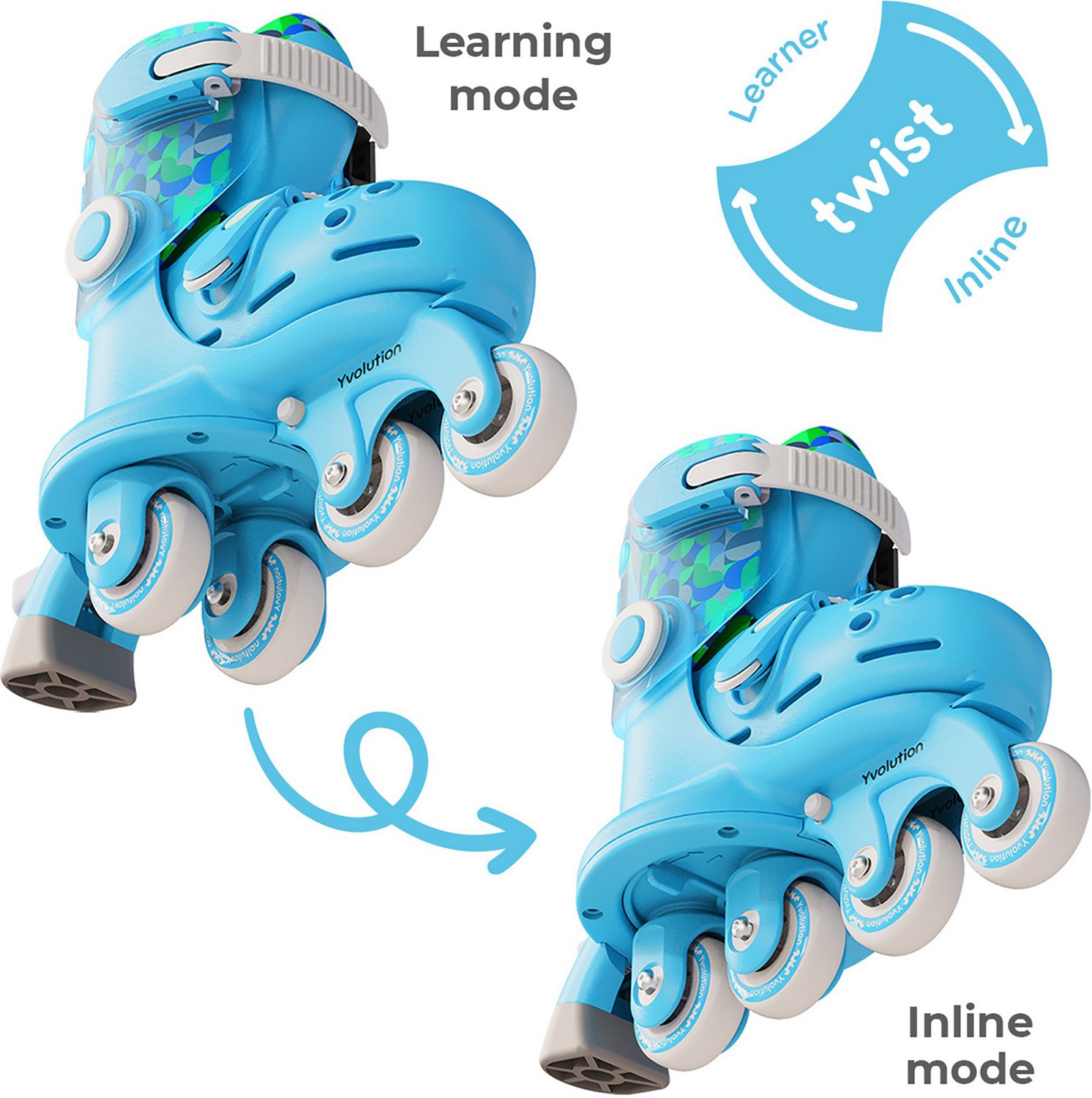Yvolution Kids' Twista Adjustable 2-in-1 Roller Skates | Academy