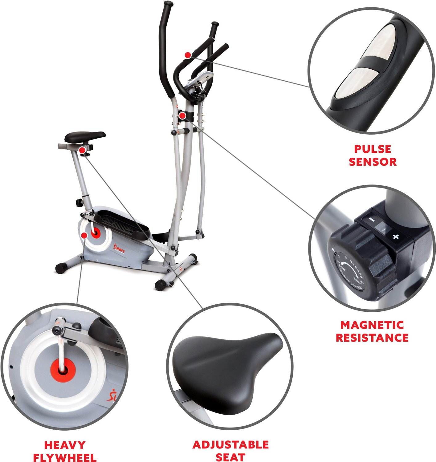 Sunny Health & Fitness Essential Interactive Series Seated Elliptical ...