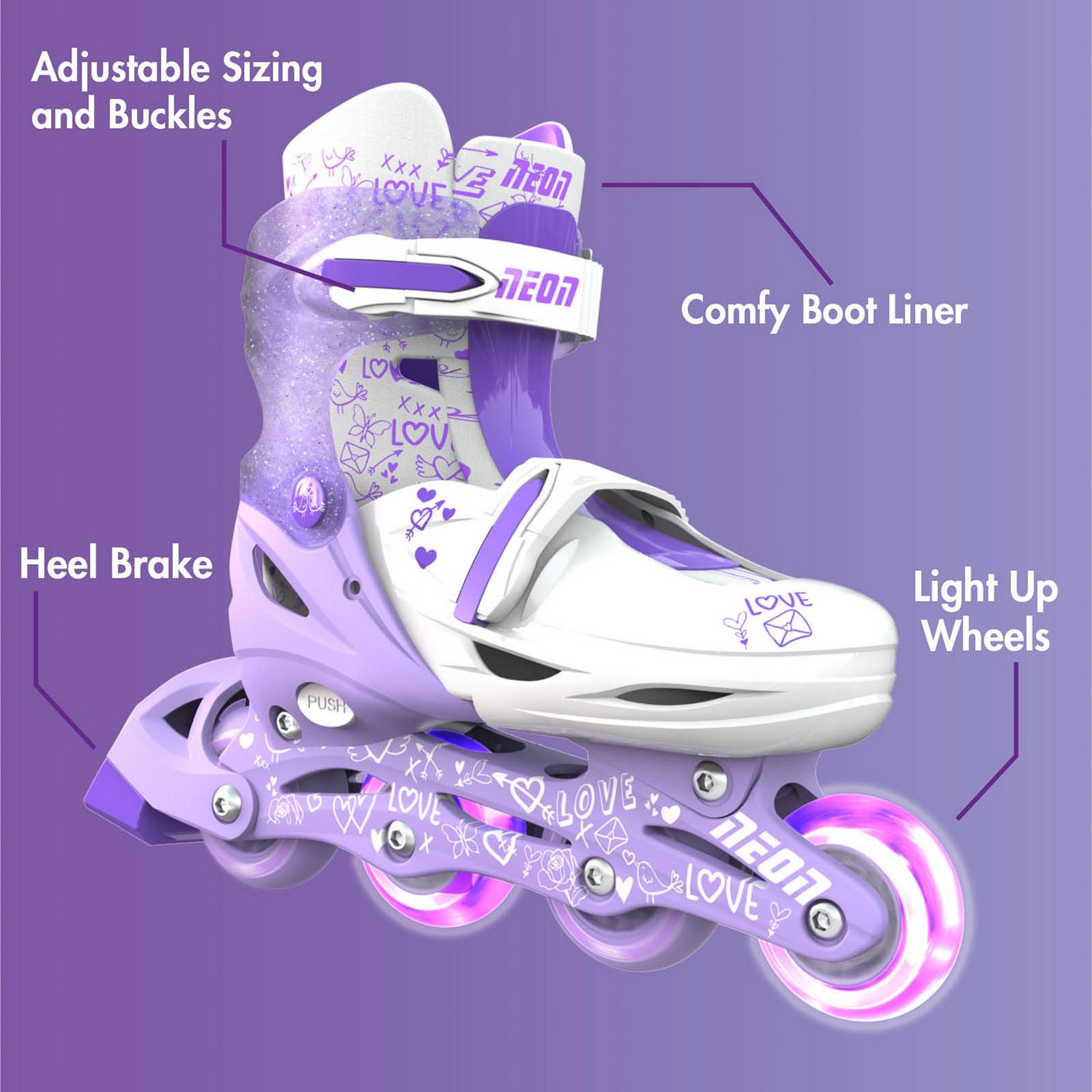 Yvolution Girls' Neon LED Adjustable In-Line Skates | Academy