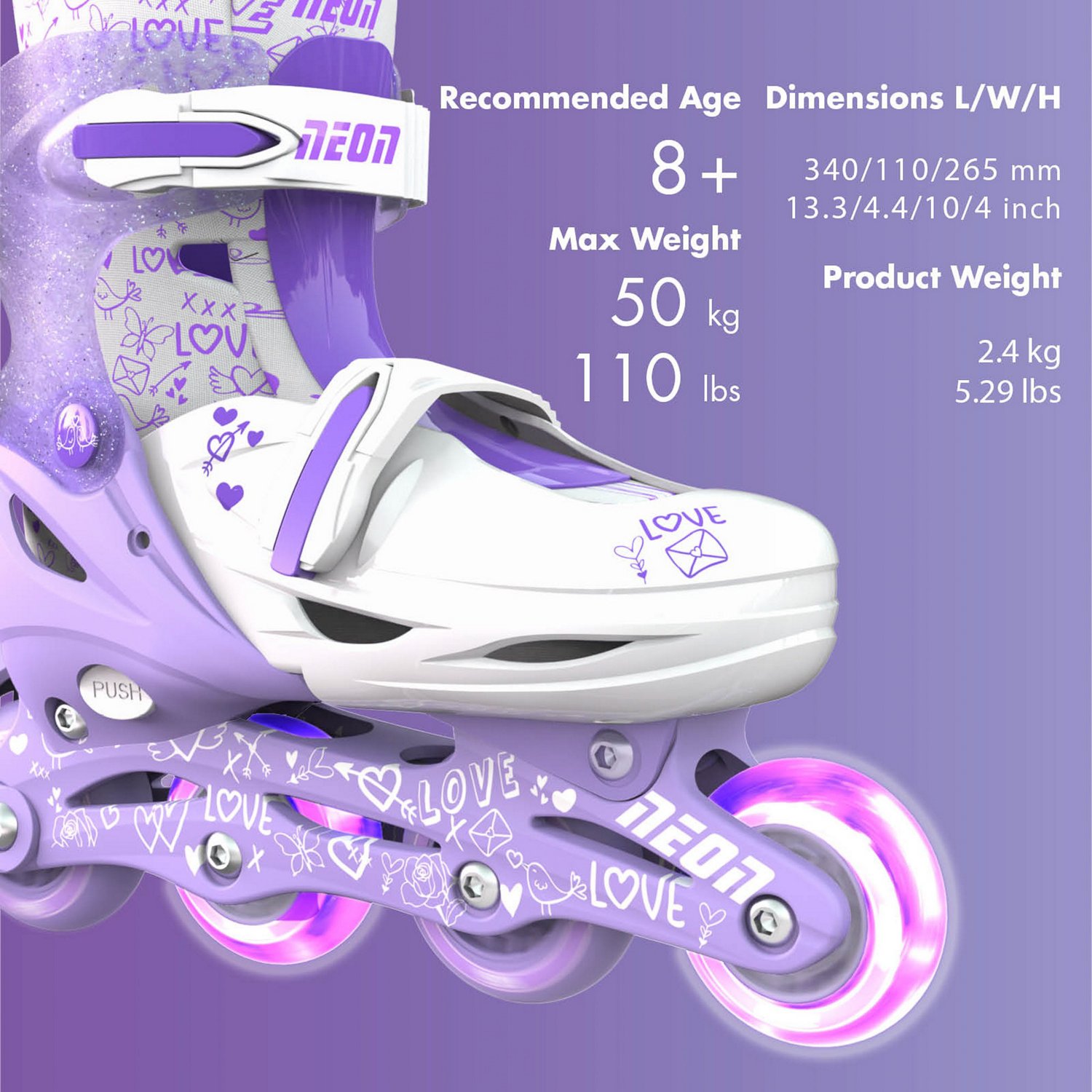 Yvolution Girls' Neon LED Adjustable In-Line Skates | Academy
