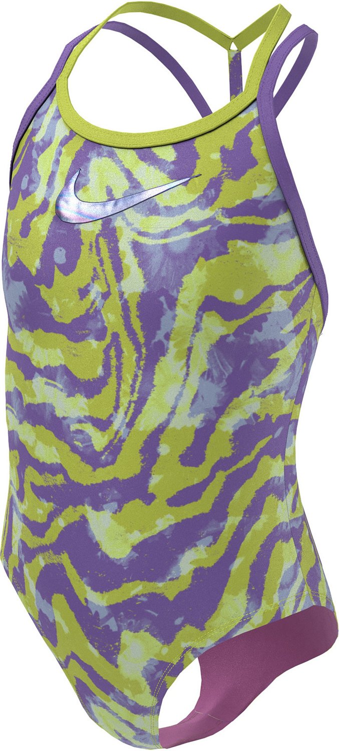Nike Girls Watercolor T Crossback One Piece Swimsuit Academy