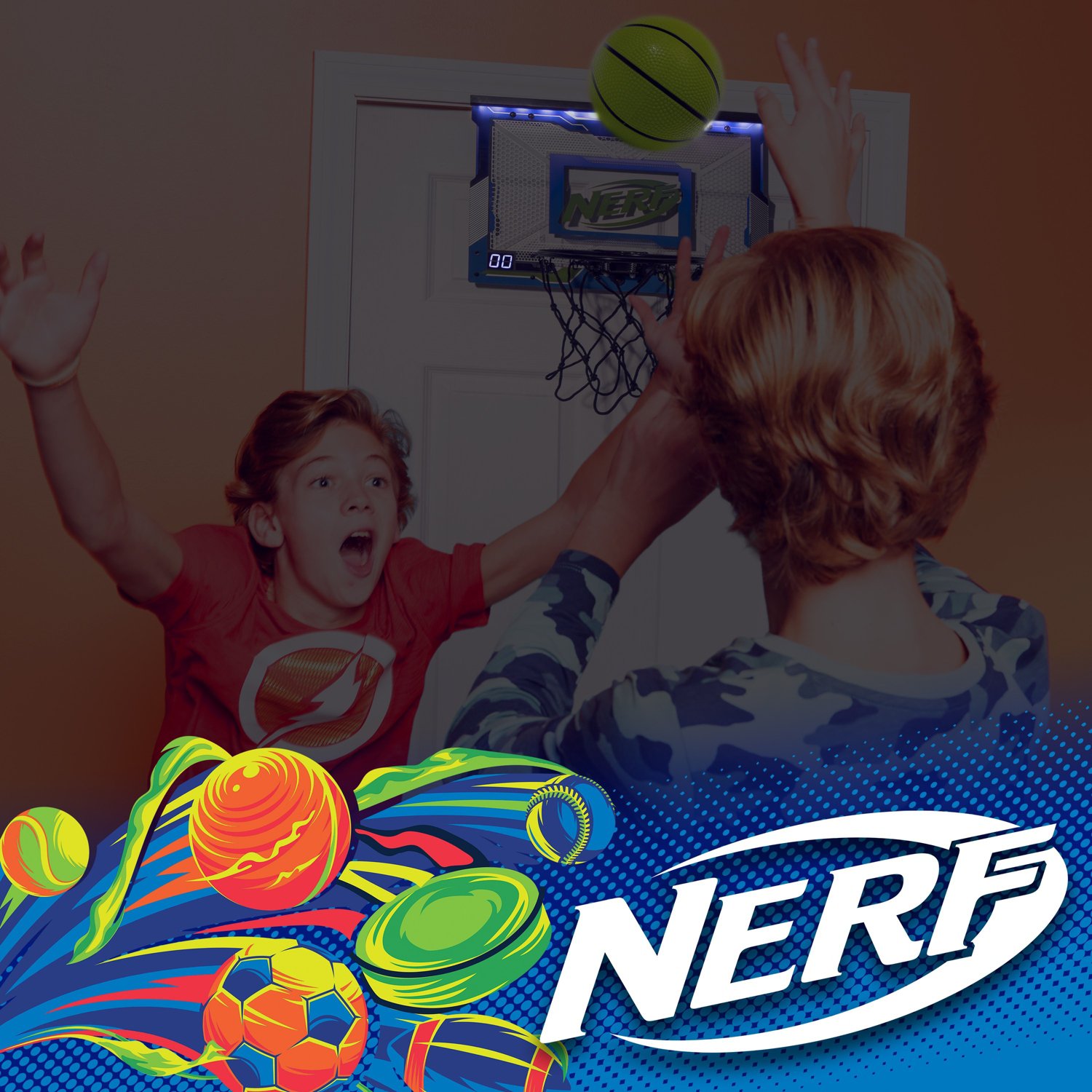 NERF LED Over-the-Door Mini Basketball Hoop | Academy