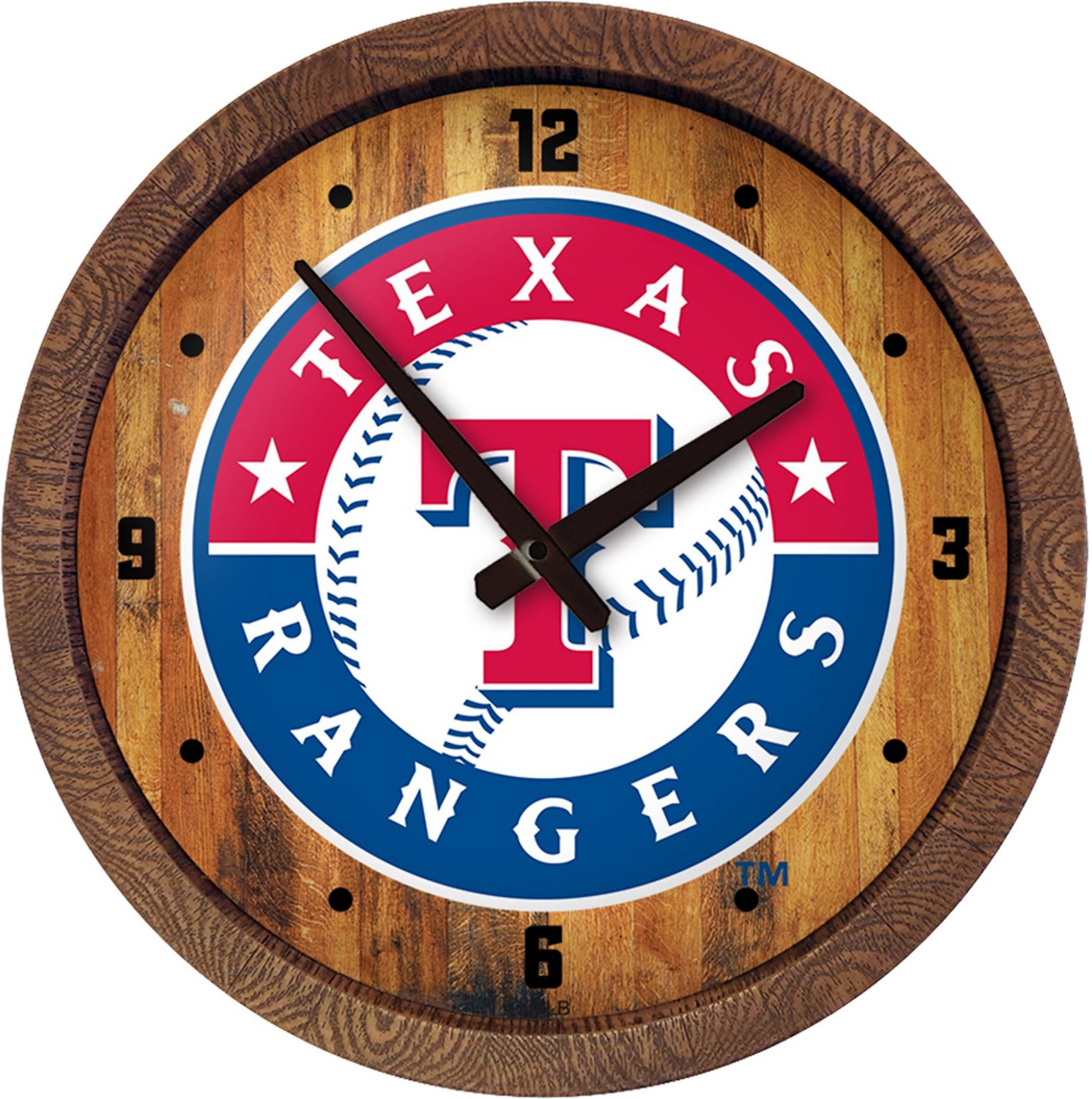 The Fan-Brand Texas Rangers Faux Barrel Top Wall Clock | Academy