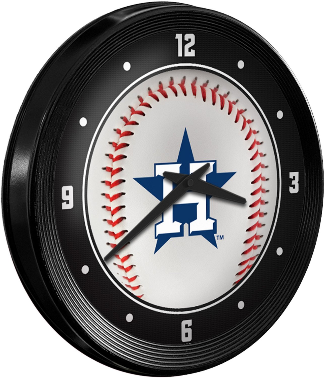 The Fan-Brand Houston Astros Baseball Ribbed Frame Wall Clock | Academy