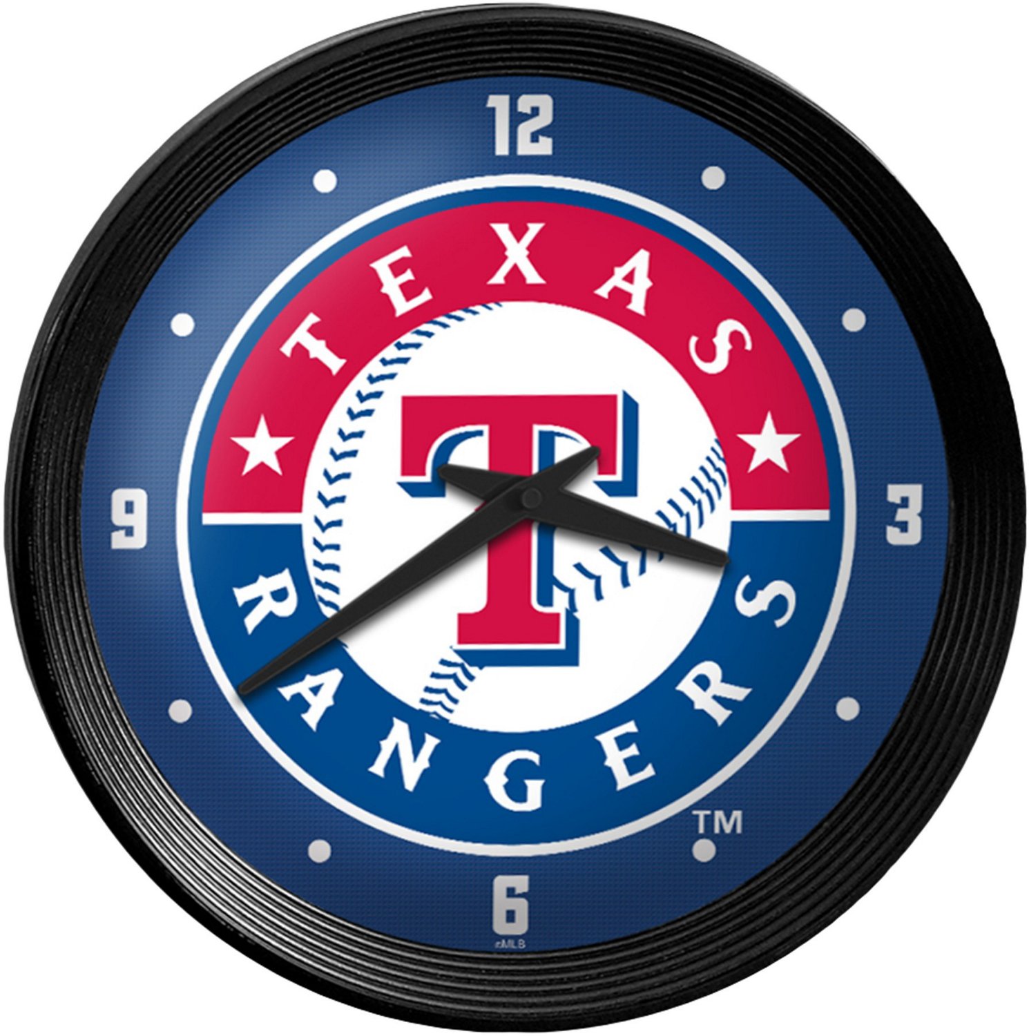 The Fan-Brand Texas Rangers Ribbed Frame Wall Clock | Academy
