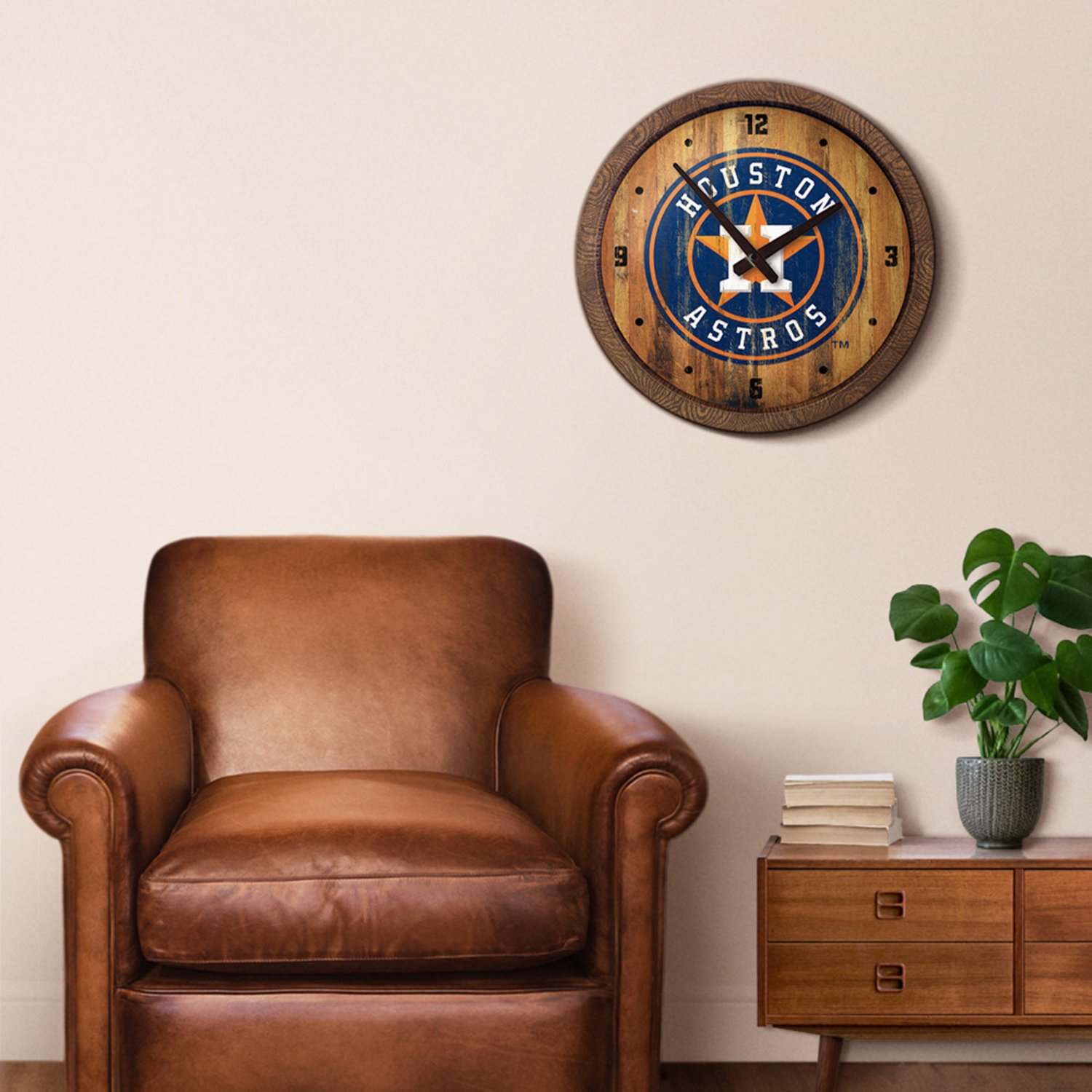 The Fan-Brand Houston Astros Faux Barrel Top Wall Clock | Academy