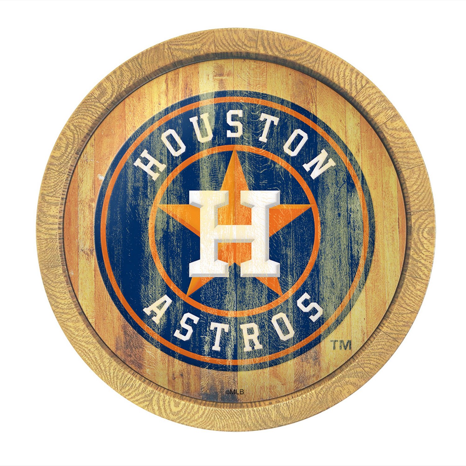 The Fan-Brand Houston Astros Weathered Faux Barrel Top Sign | Academy