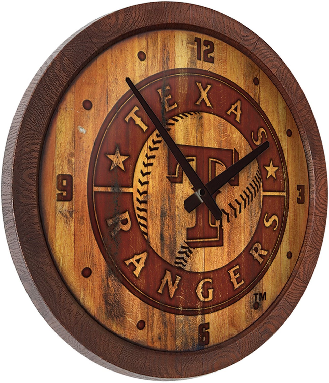 The Fan-Brand Texas Rangers Branded Faux Barrel Top Wall Clock | Academy