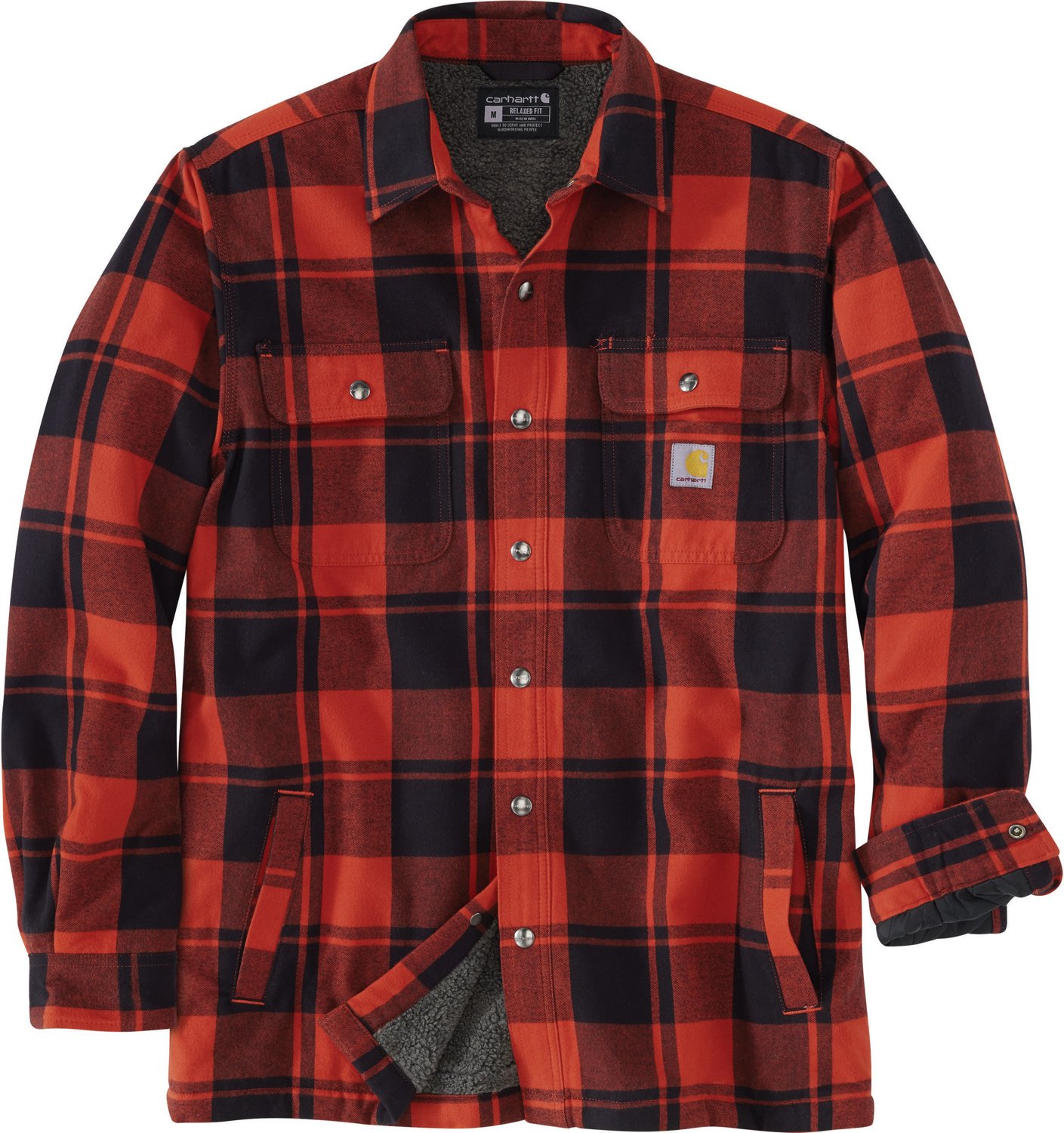 Carhartt Mens Sherpa Lined Flannel Shirt Jacket Academy