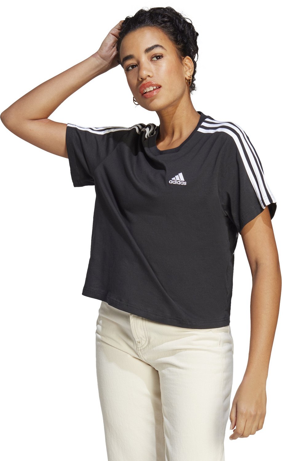 adidas Women's 3 Stripe Crop Top | Free Shipping at Academy