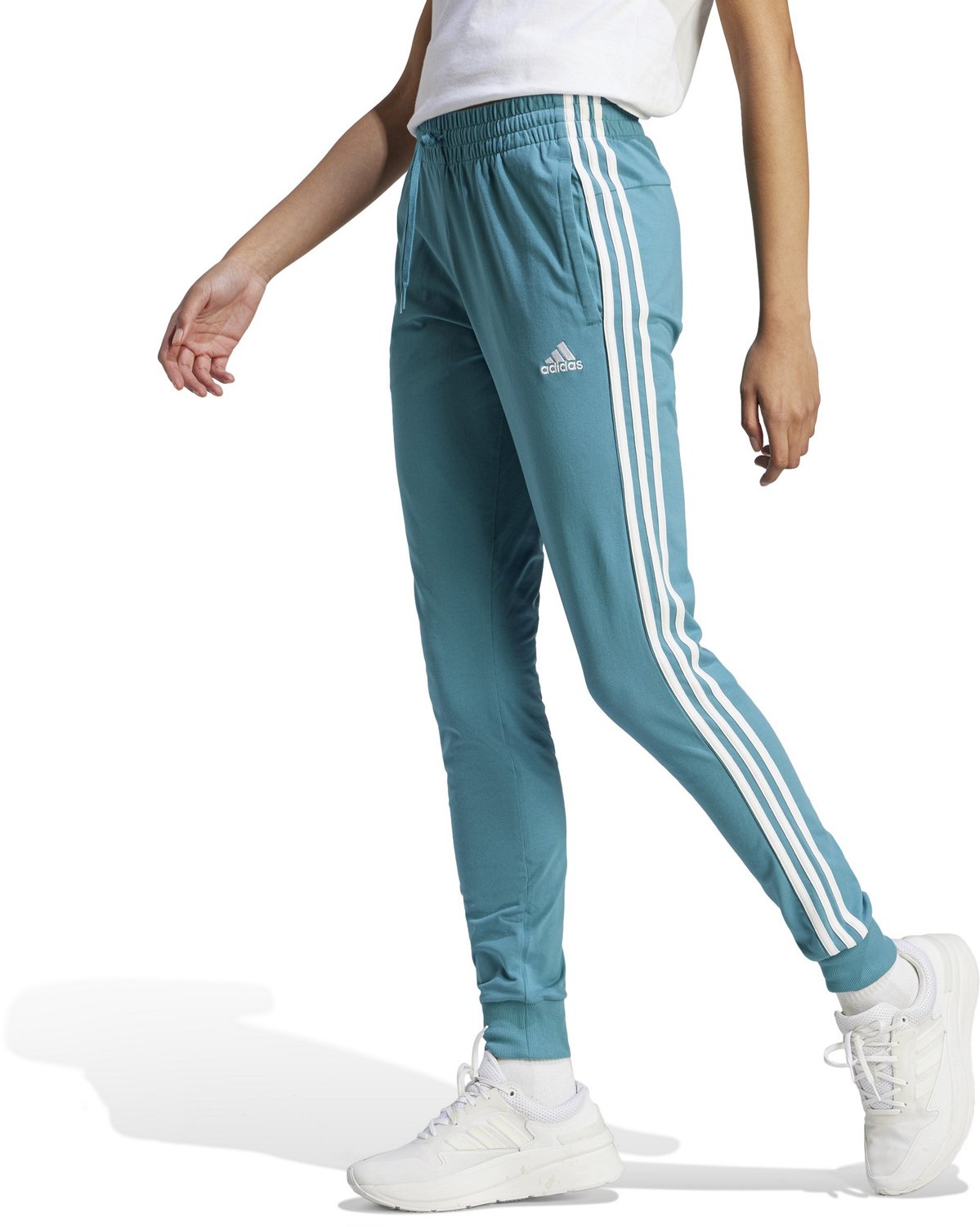 adidas Women’s 3-Stripe Single Jersey Cuffed Jogger Pants | Academy