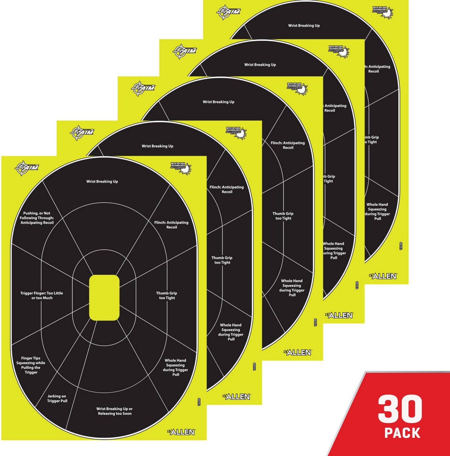 Allen Company EZ Aim Splash Reactive Paper HG Trainer Shooting Targets ...
