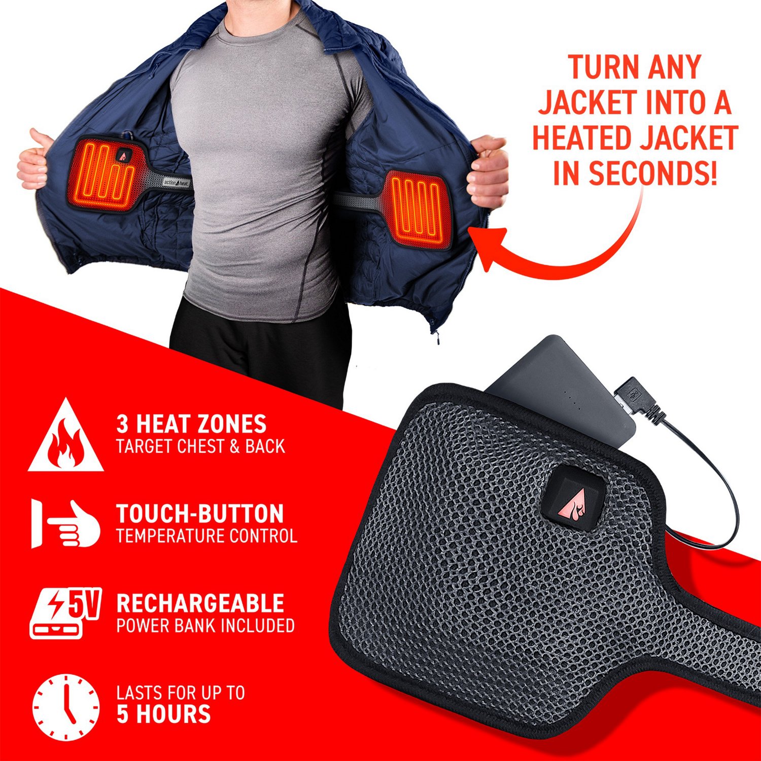 ActionHeat Adults' 5V Battery Heated Jacket Insert | Academy
