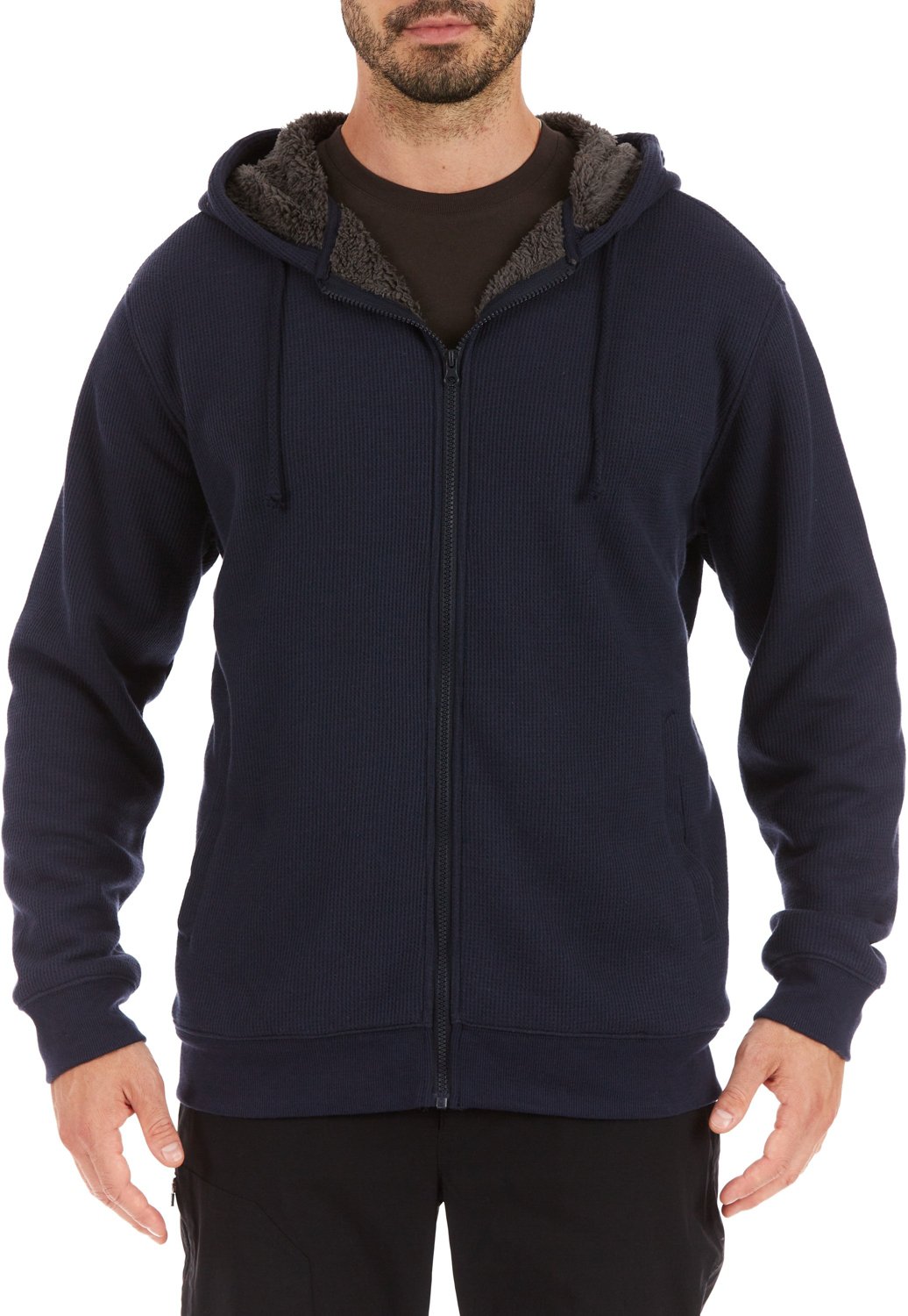 Smith's Workwear Men's Big & Tall Sherpa-Bonded Thermal Knit Hooded ...