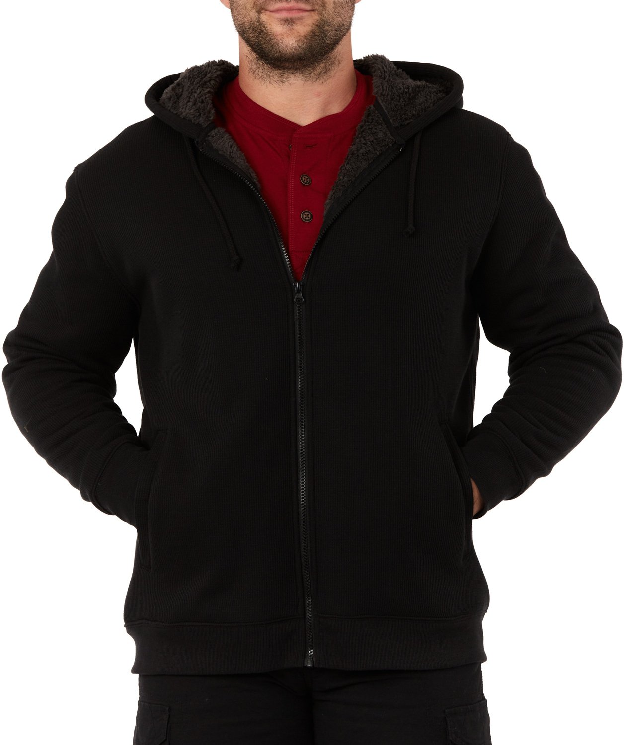 Smith's Workwear Men's Big & Tall Sherpa-Bonded Thermal Knit Hooded ...