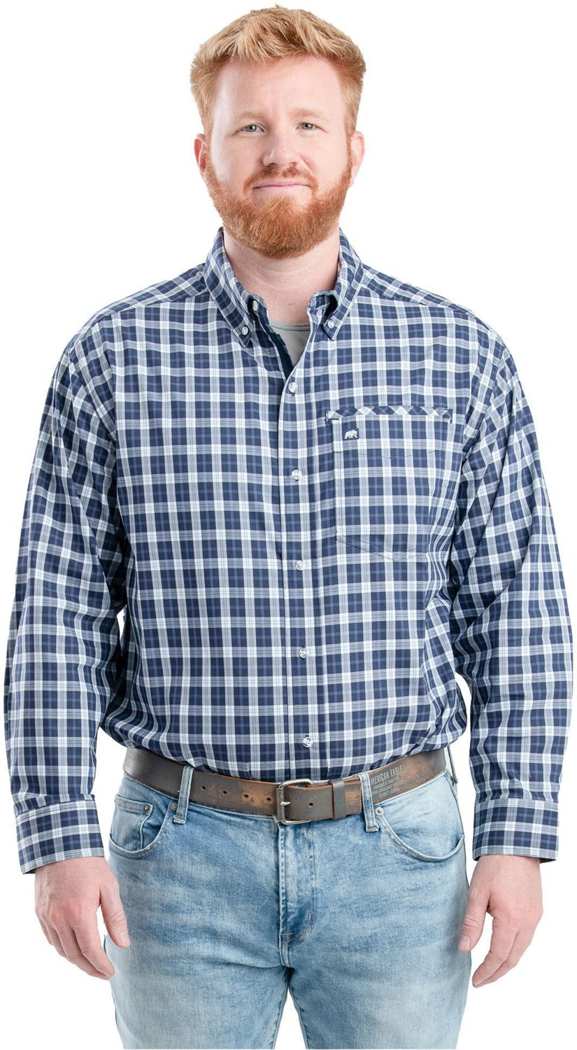 Berne Men's Foreman Flex Plaid Long Sleeve Button Down Shirt | Academy