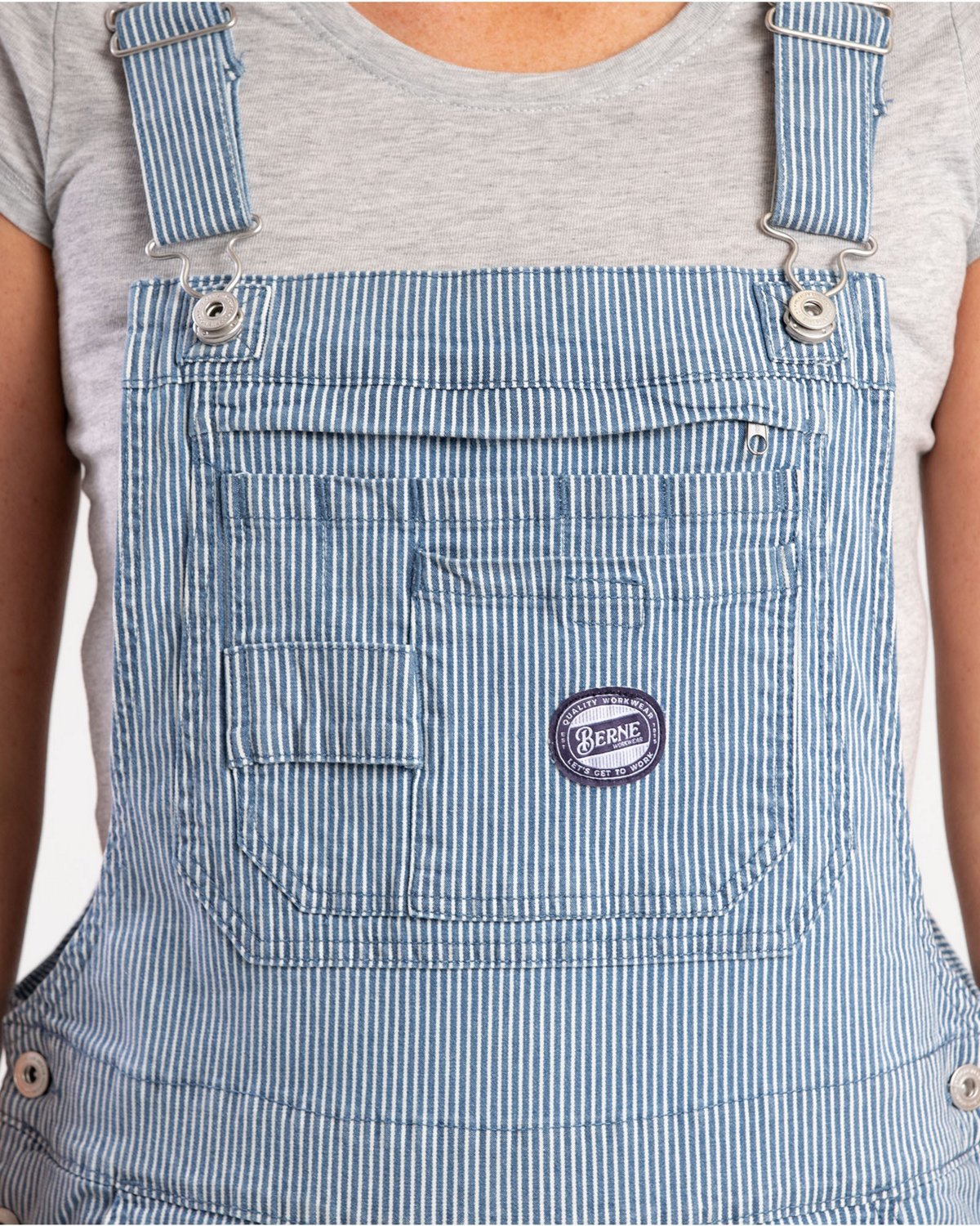 Berne Women's Vintage Washed Flex Hickory Stripe Bib Overall | Academy