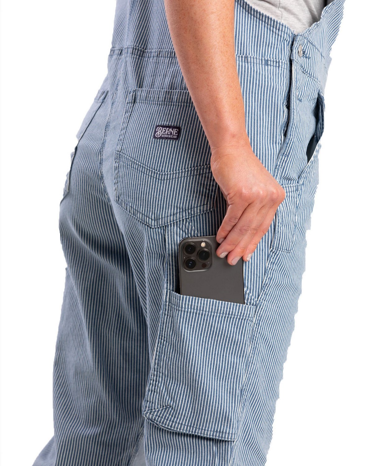 Berne Women's Vintage Washed Flex Hickory Stripe Bib Overall | Academy