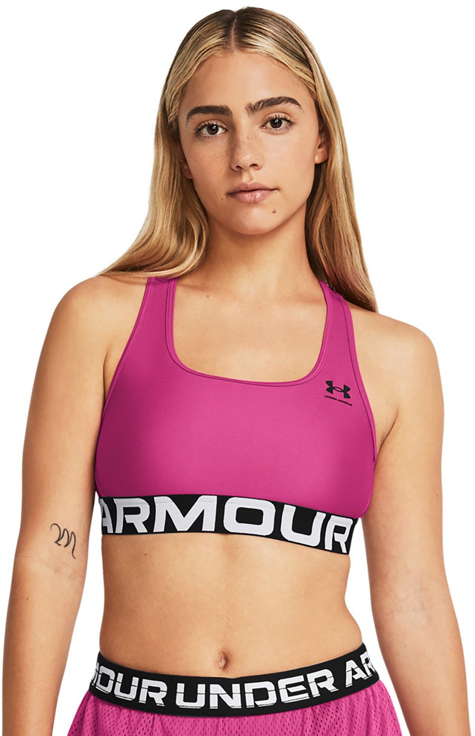 Under Armour Women's HeatGear Authentics Mid Branded Sports Bra | Academy