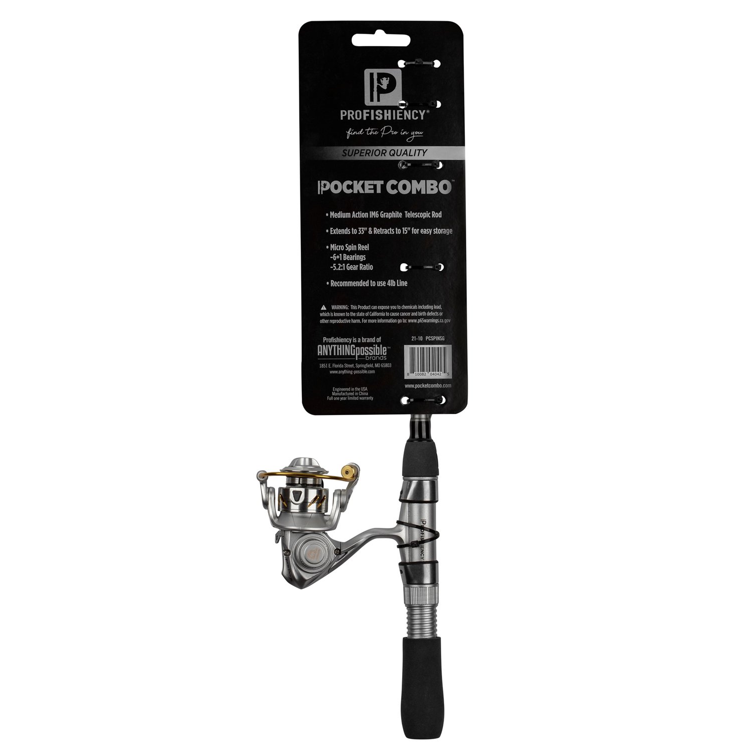 ProFISHiency Tiny but Mighty 4 ft 3 in M Spinning Pocket Rod and Reel ...